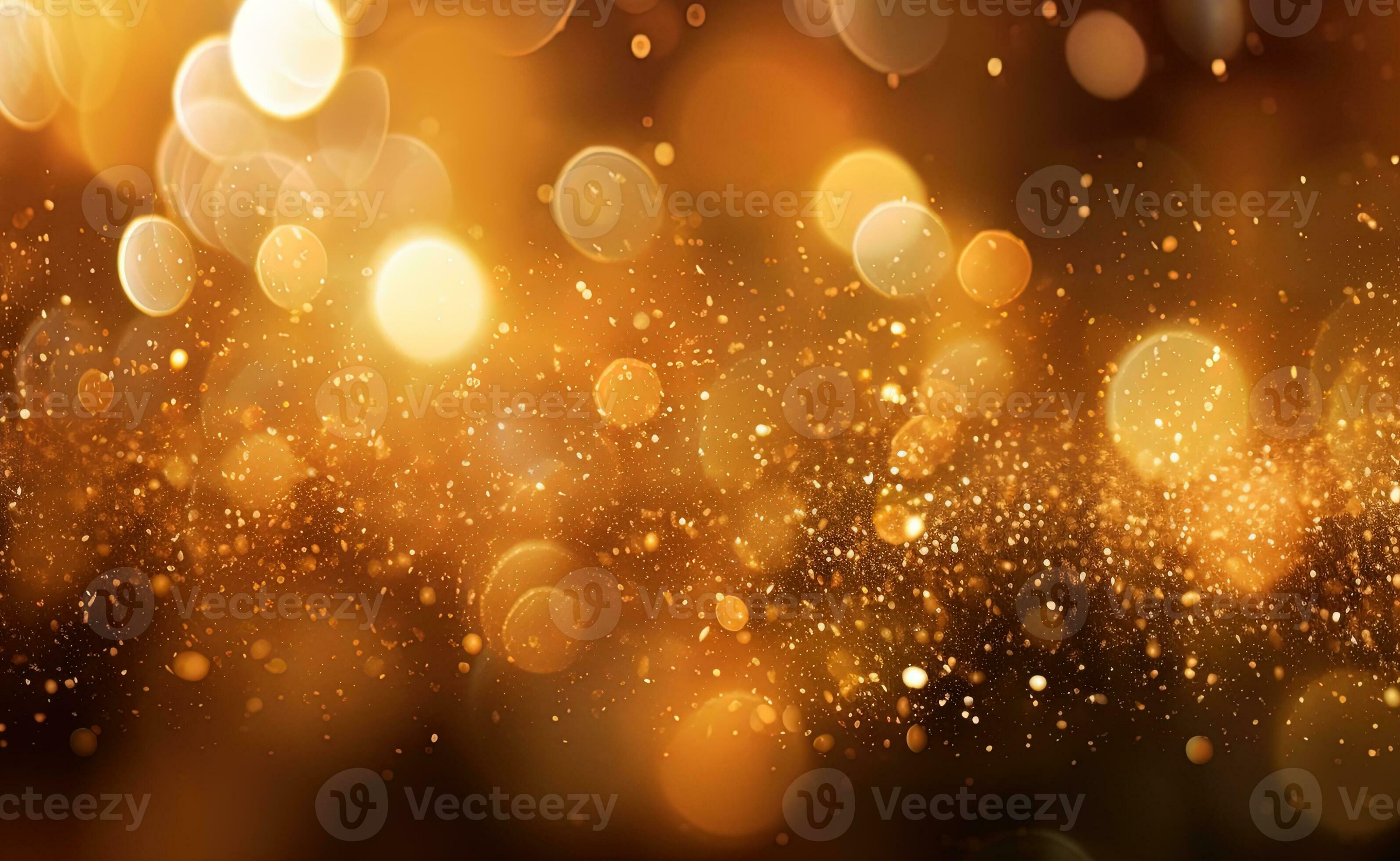 Gold glitters background. shimmering blur spot lights Bokeh Shiny gold light background texture ...