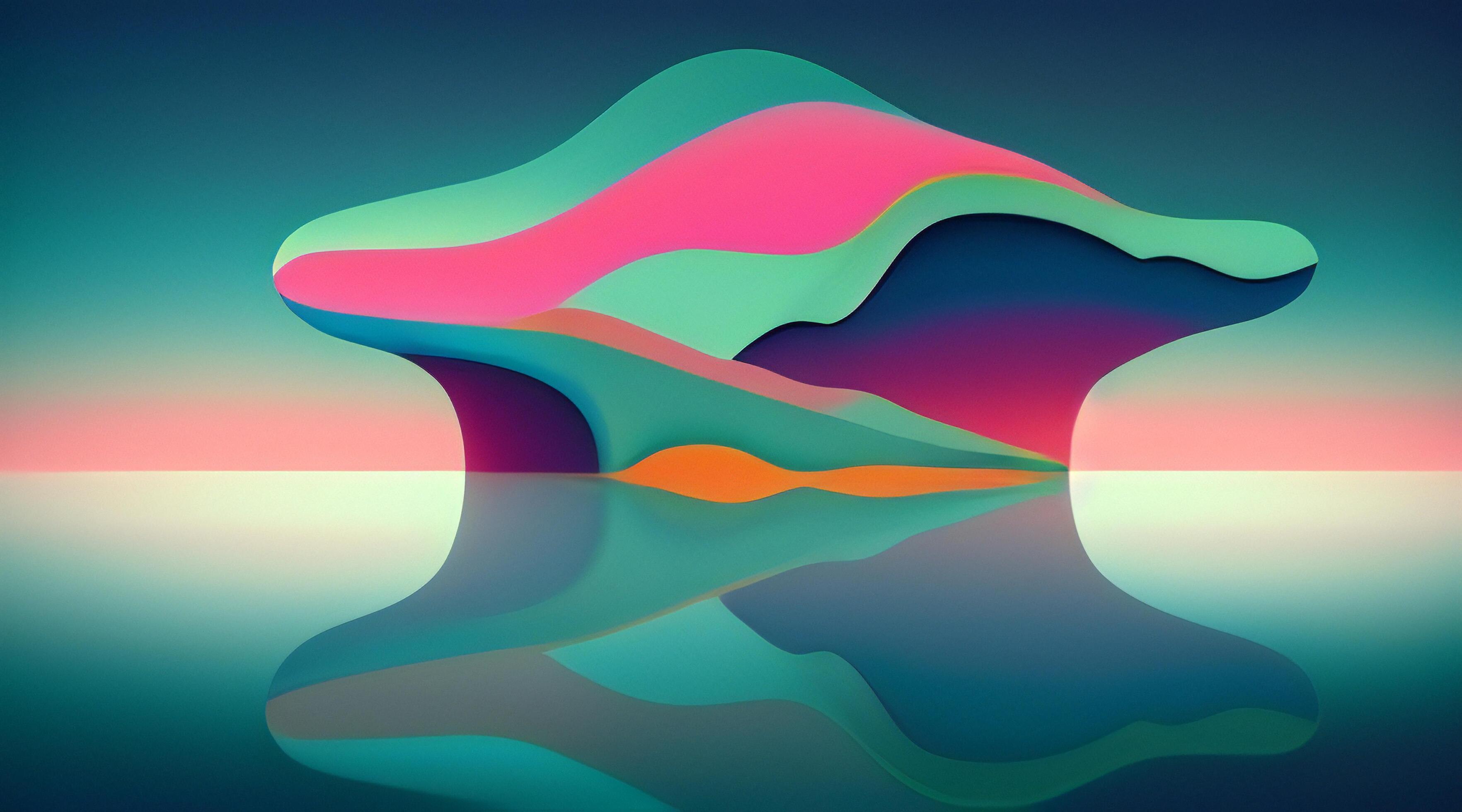 Abstract background with colorful shapes. 3d rendering. Digital ...