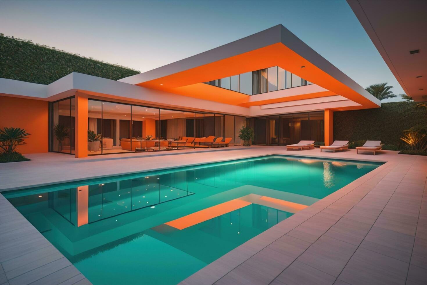 Swimming pool in a modern villa, ai generative 27059170 Stock Photo at ...