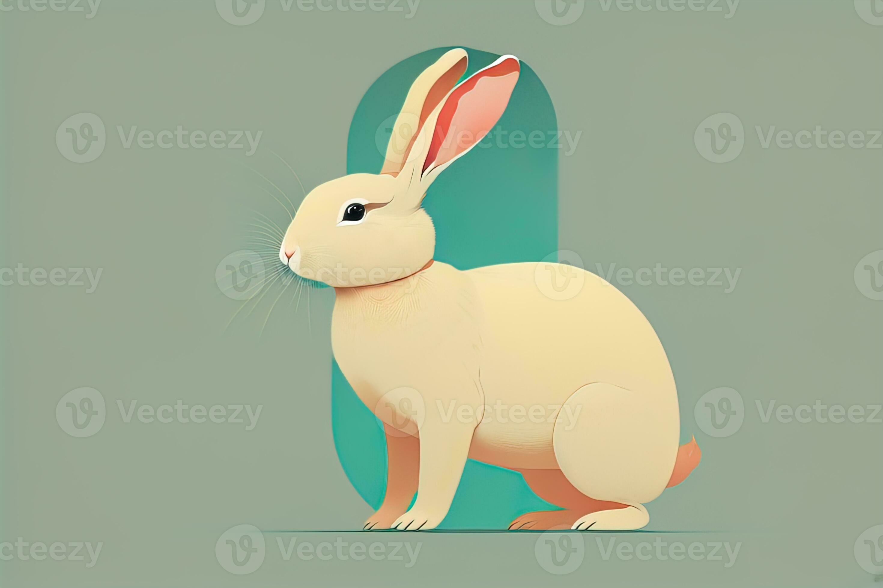 Vector Illustration Of A Cute White Rabbit Sitting On A Gray Background Ai Generative 27060210