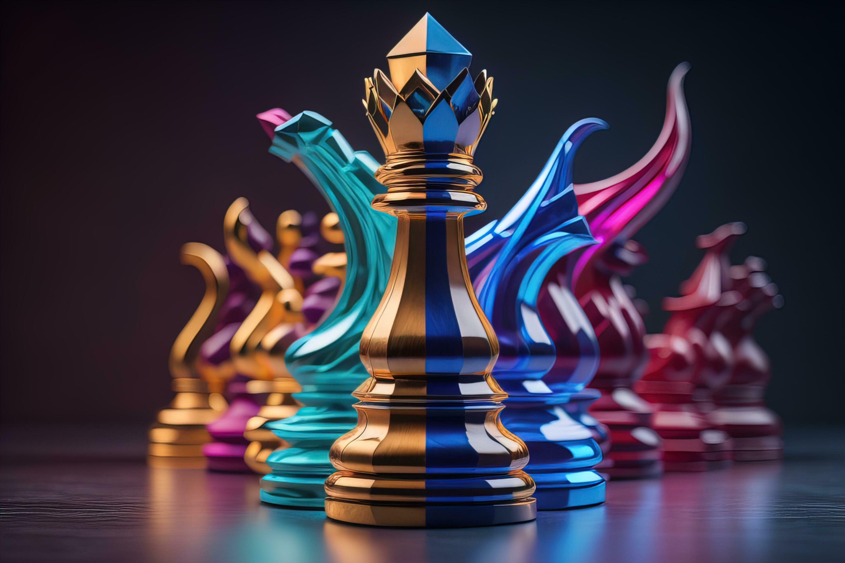Different chess piece on a solid color background. ai generative ...