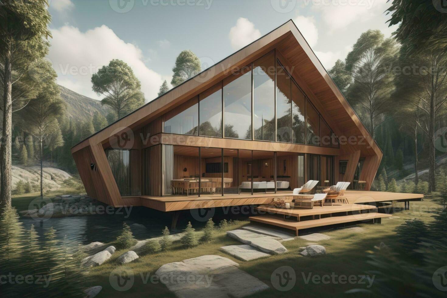 modern cozy chalet with pool and parking for sale or rent. Luxury house ...