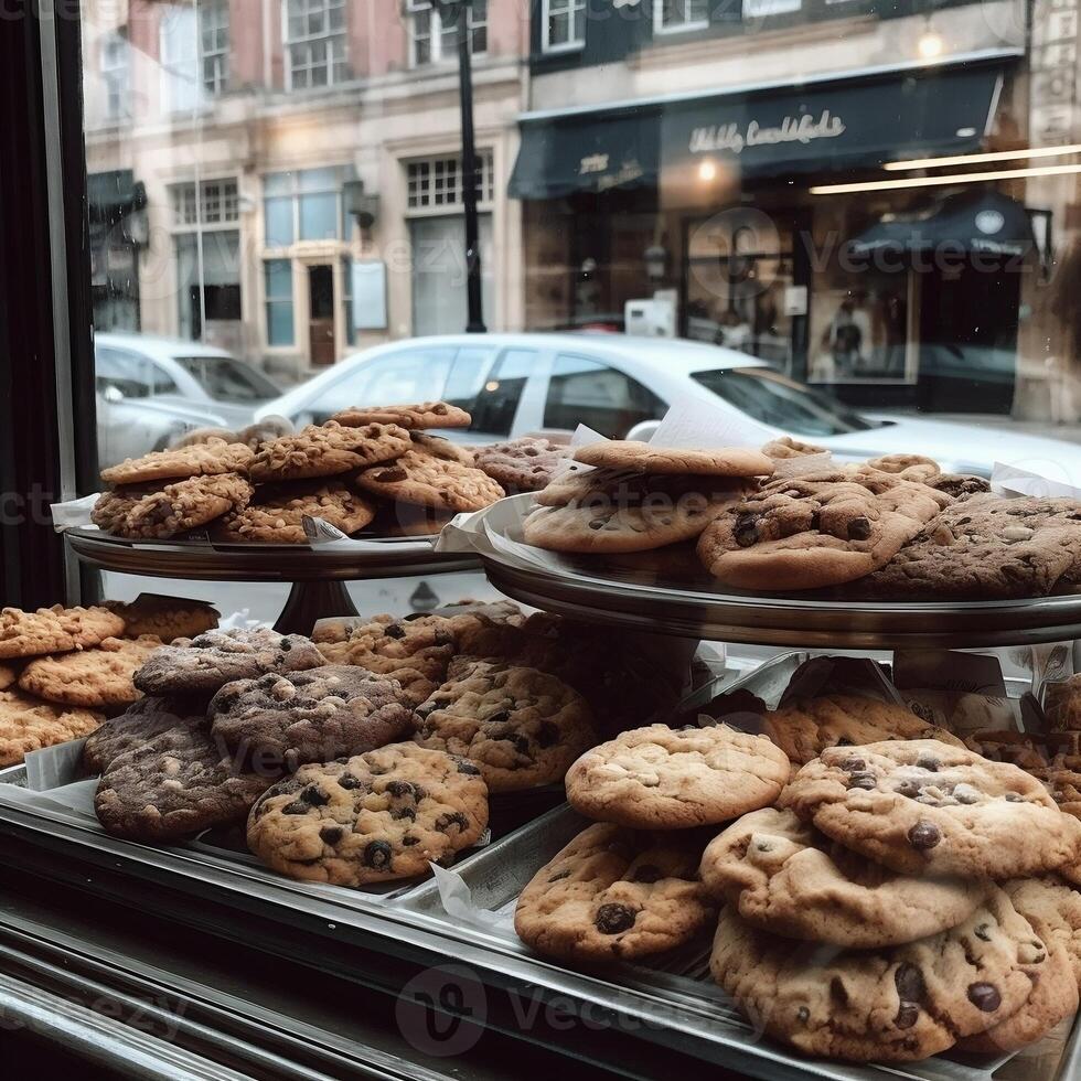 Cookies in a shop window 27074960 Stock Photo at Vecteezy