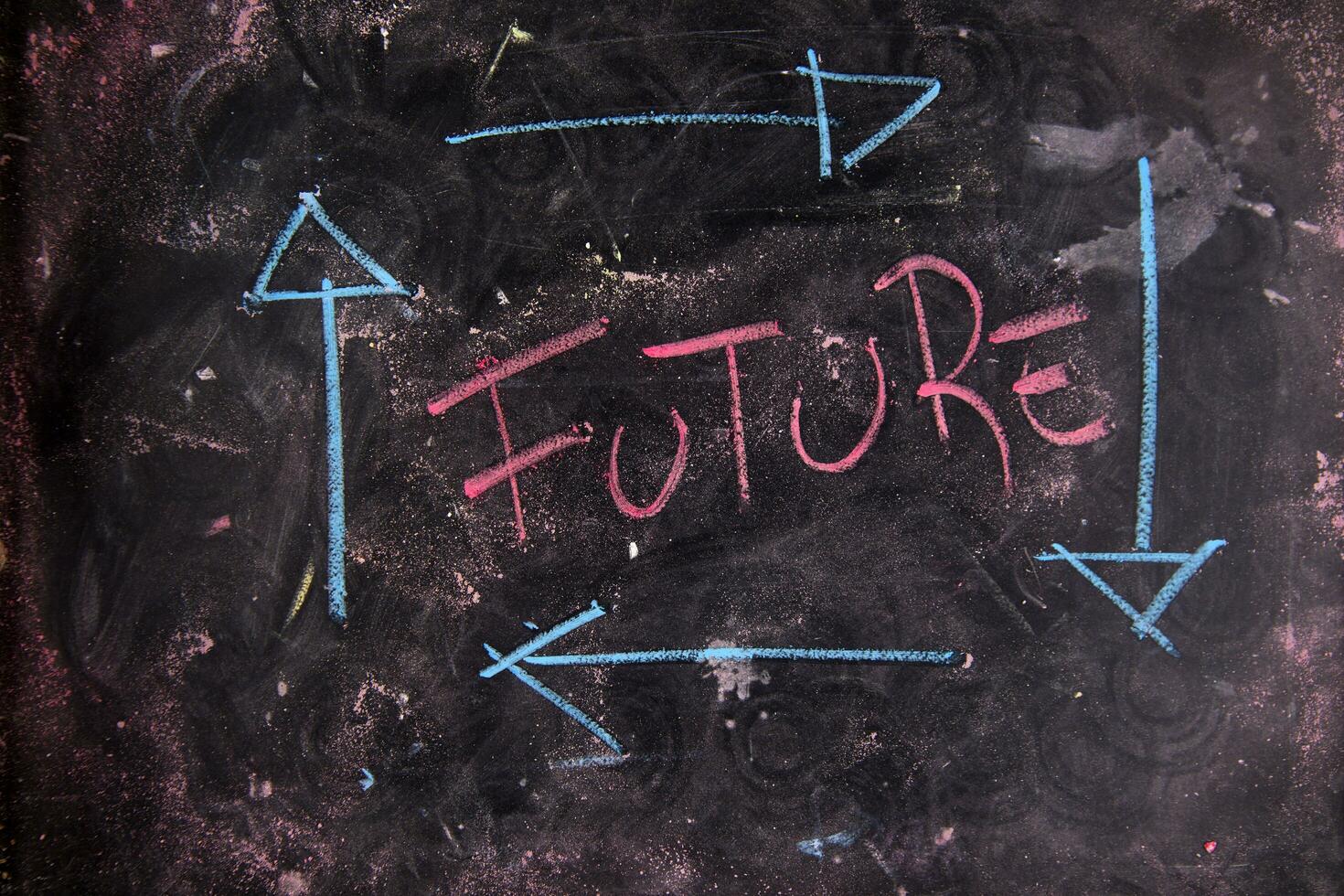 future written on a blackboard with arrows pointing in different ...