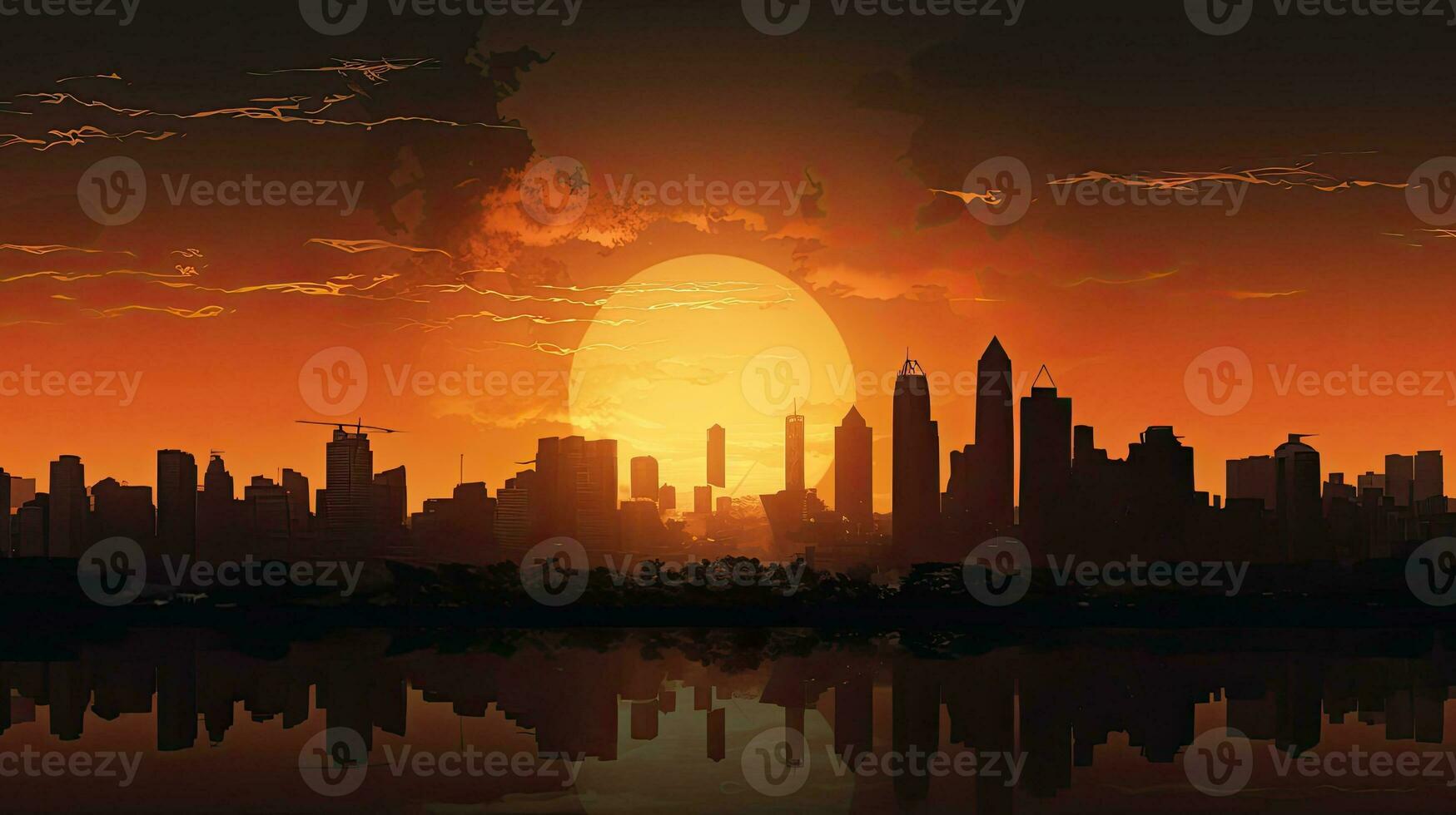 Bangkok city silhouette against the sunrise sky 27102517 Stock Photo at ...