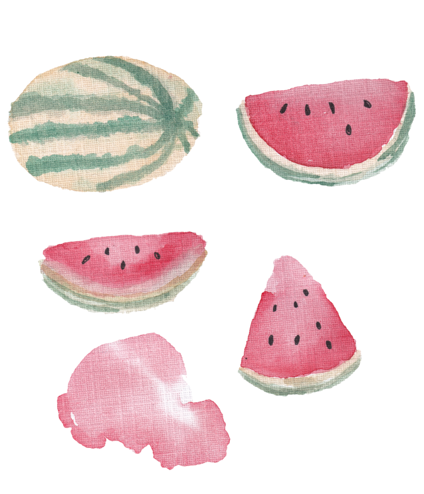 Red Fresh Watermelon Watercolor Set 27102608 Png