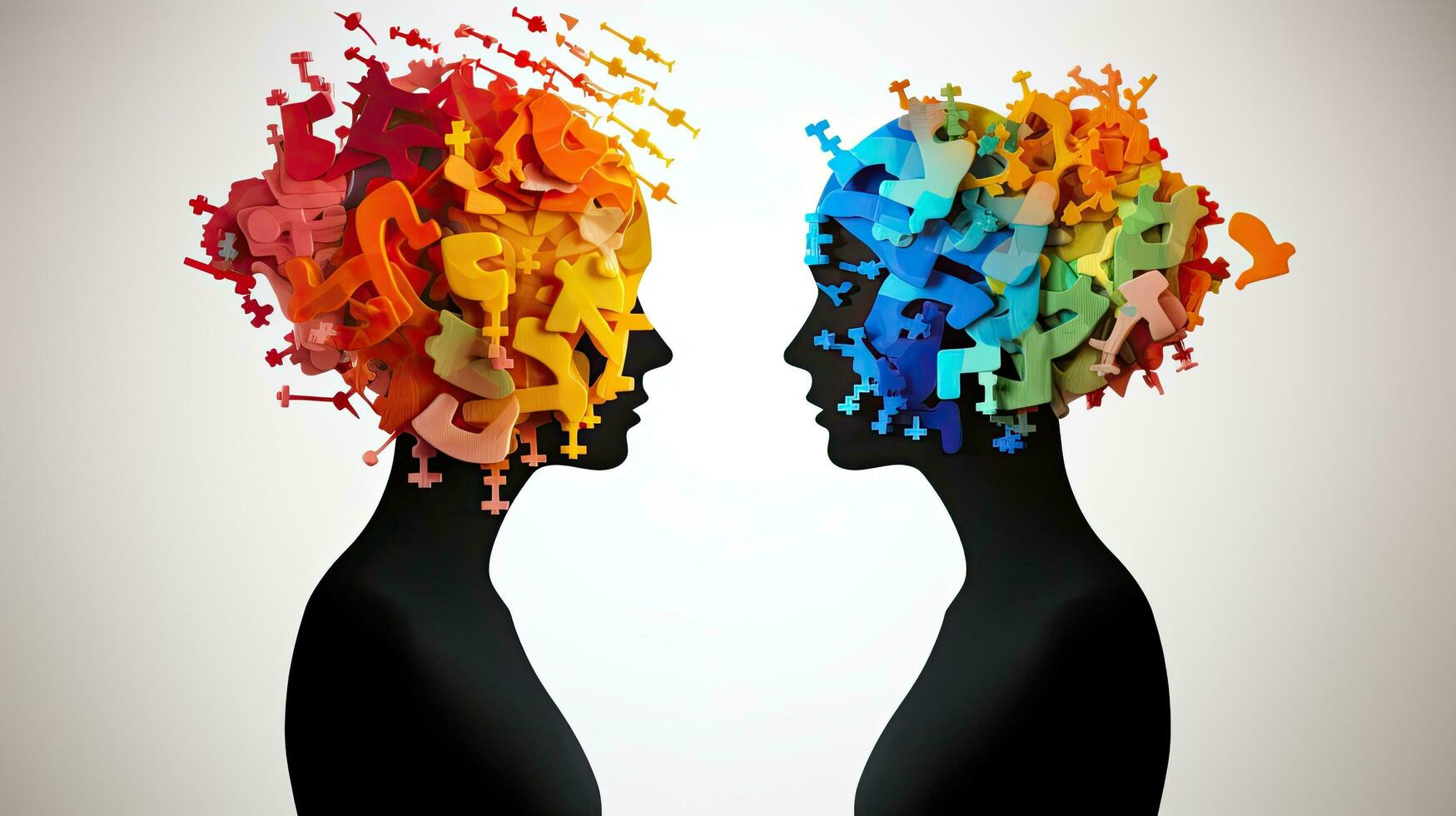 Abstract Brain Shapes Representing The Rational And Irrational Thinking