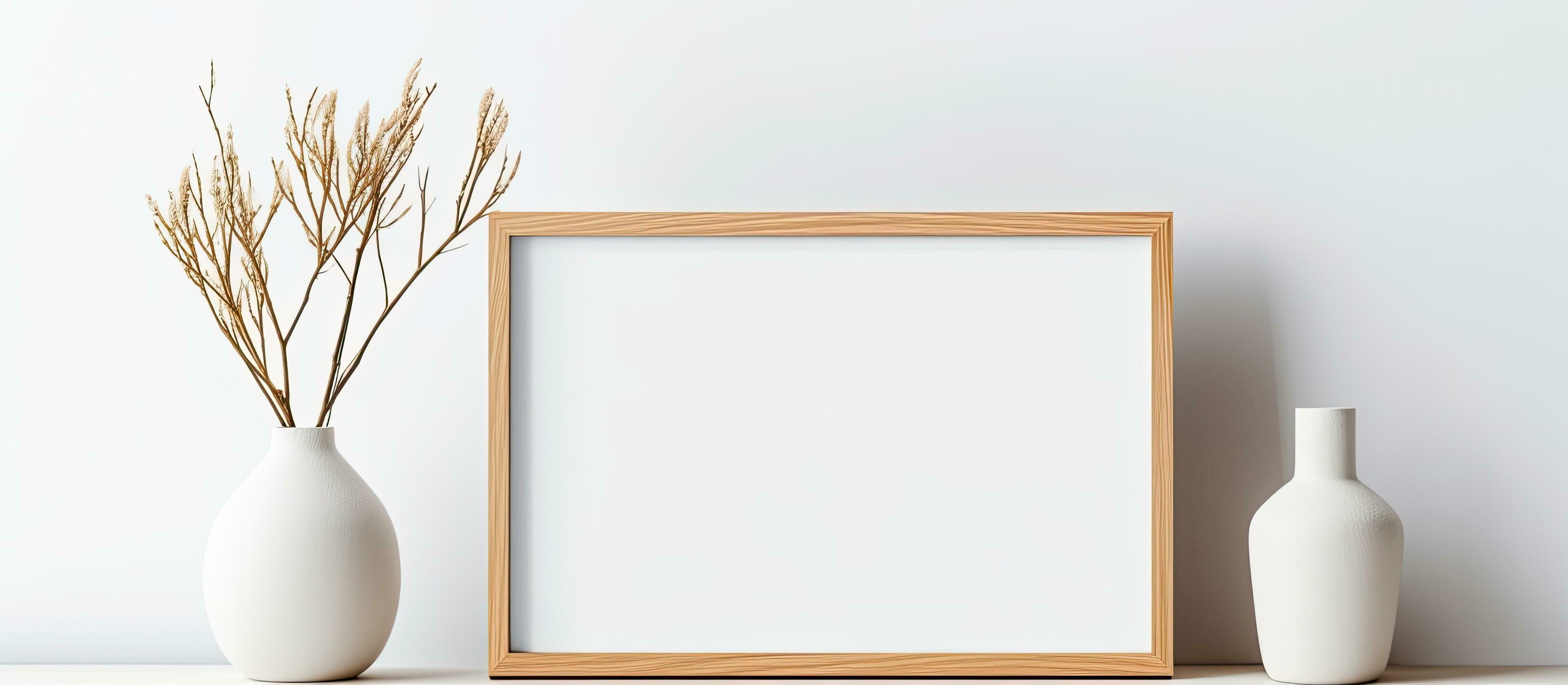 Minimalist interior with a plant in a vase on a white wall Mockup for ...