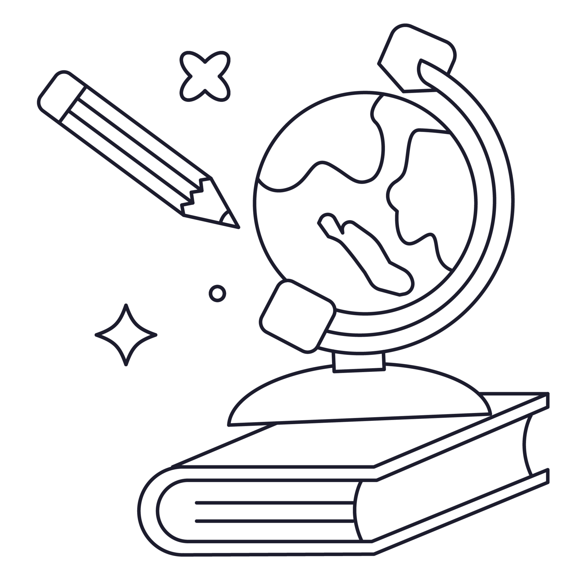 Pan And Globe Educational Sticker Outline 2d Illustration 27118888 Png