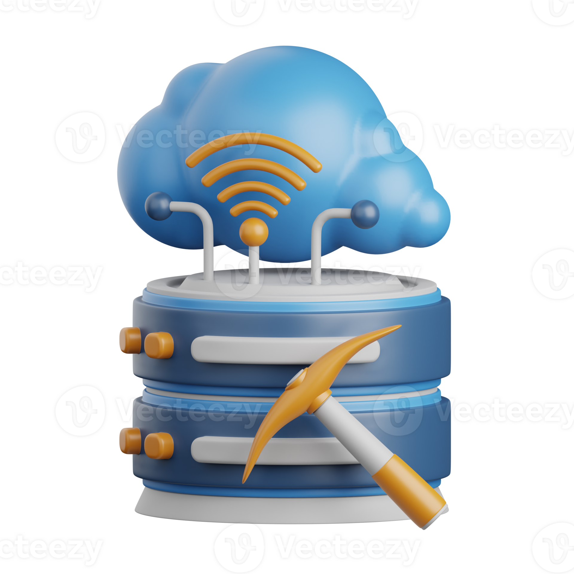 3d rendering data mining isolated useful for cloud, network, computing, technology, database ...