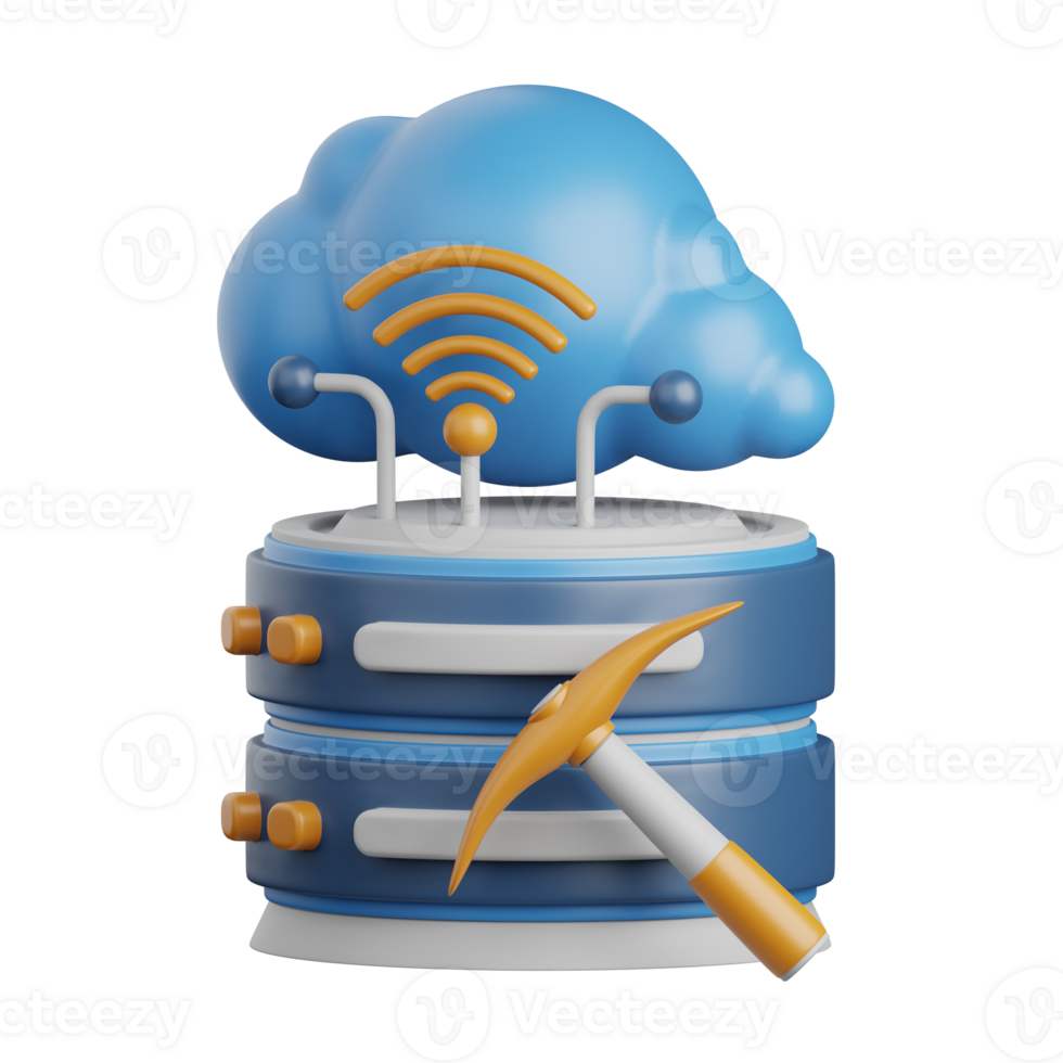 3d rendering data mining isolated useful for cloud, network, computing, technology, database ...