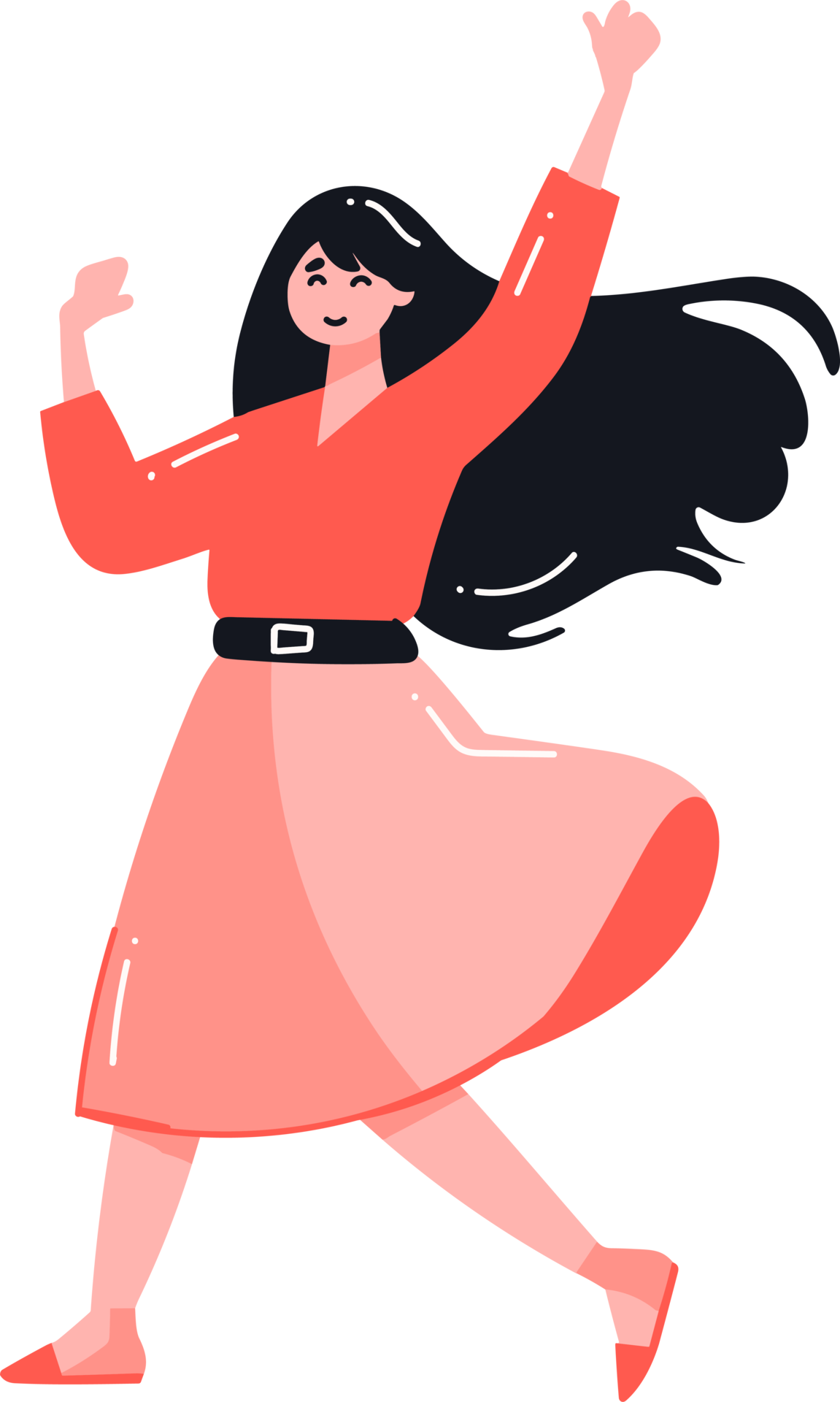 Hand Drawn Happy Woman Dancing In Flat Style 27119481 Png