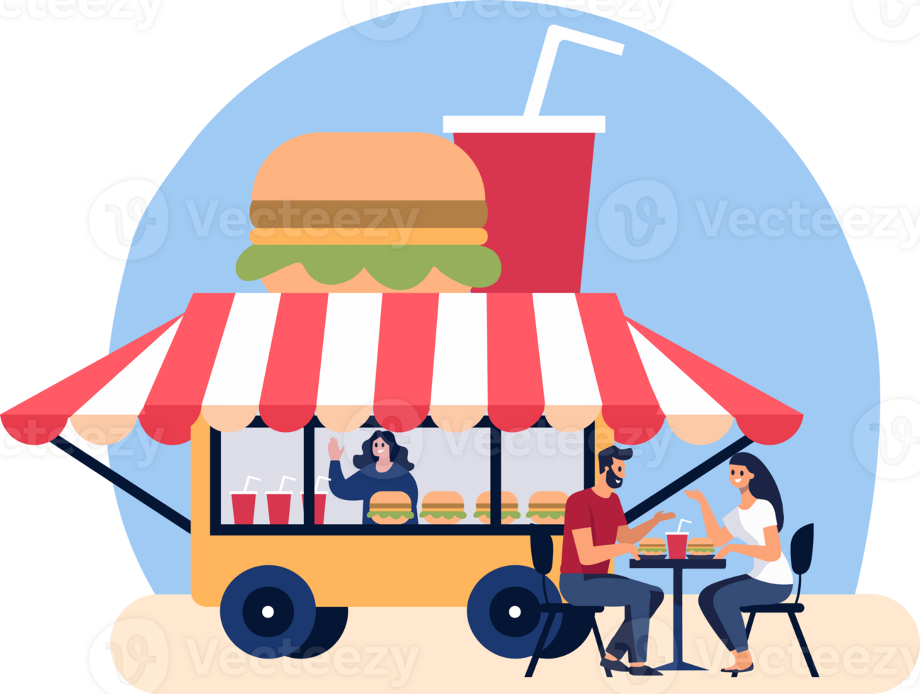Hand Drawn Food Truck Or Street Food In Flat Style 27119698 Png