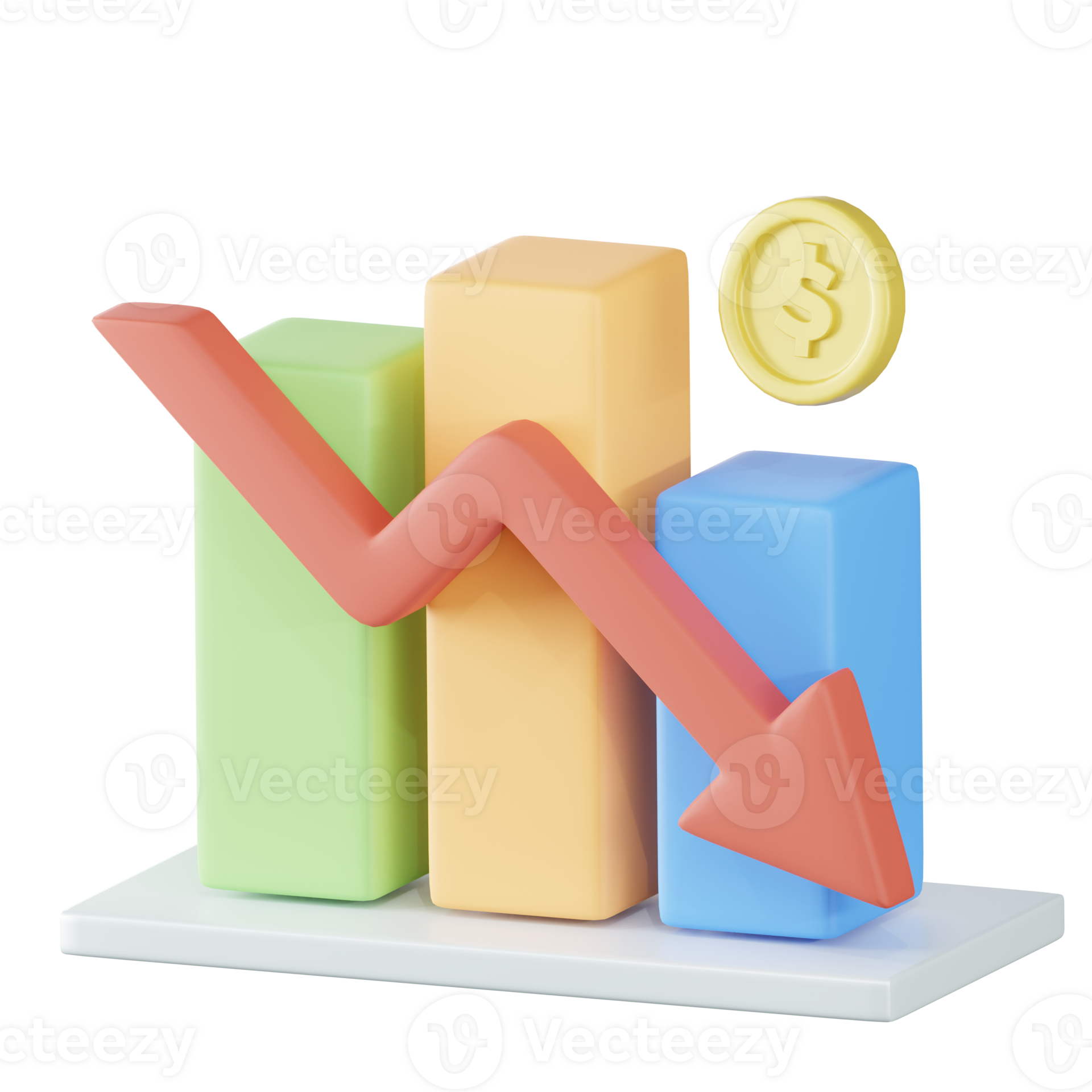 Decrease Chart Accounting Finance 3D Illustration 27124802 PNG