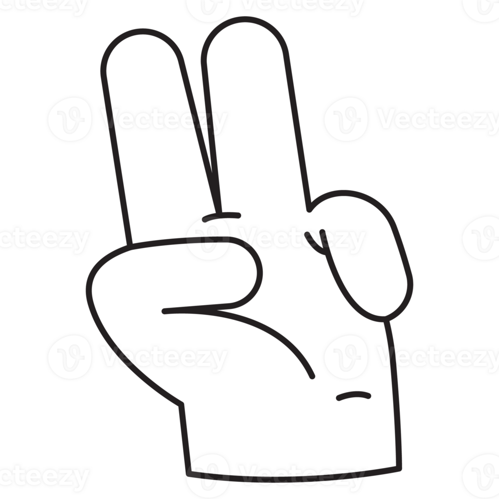 Peace Hand Gesture Outline 2d Illustrations 27125326 Png