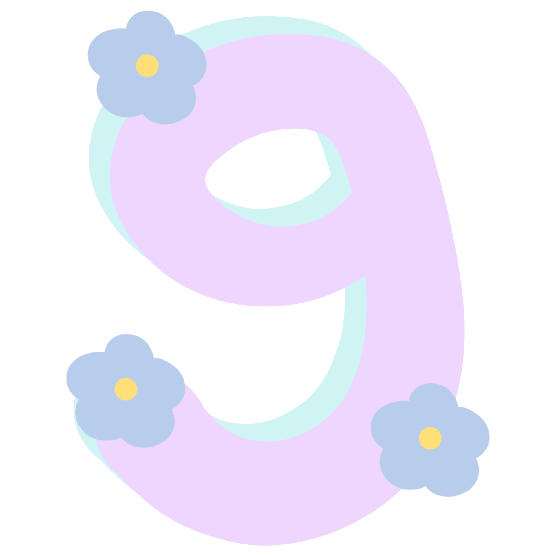 Purple Number 9 With Flowers Isolated On Transparent Background