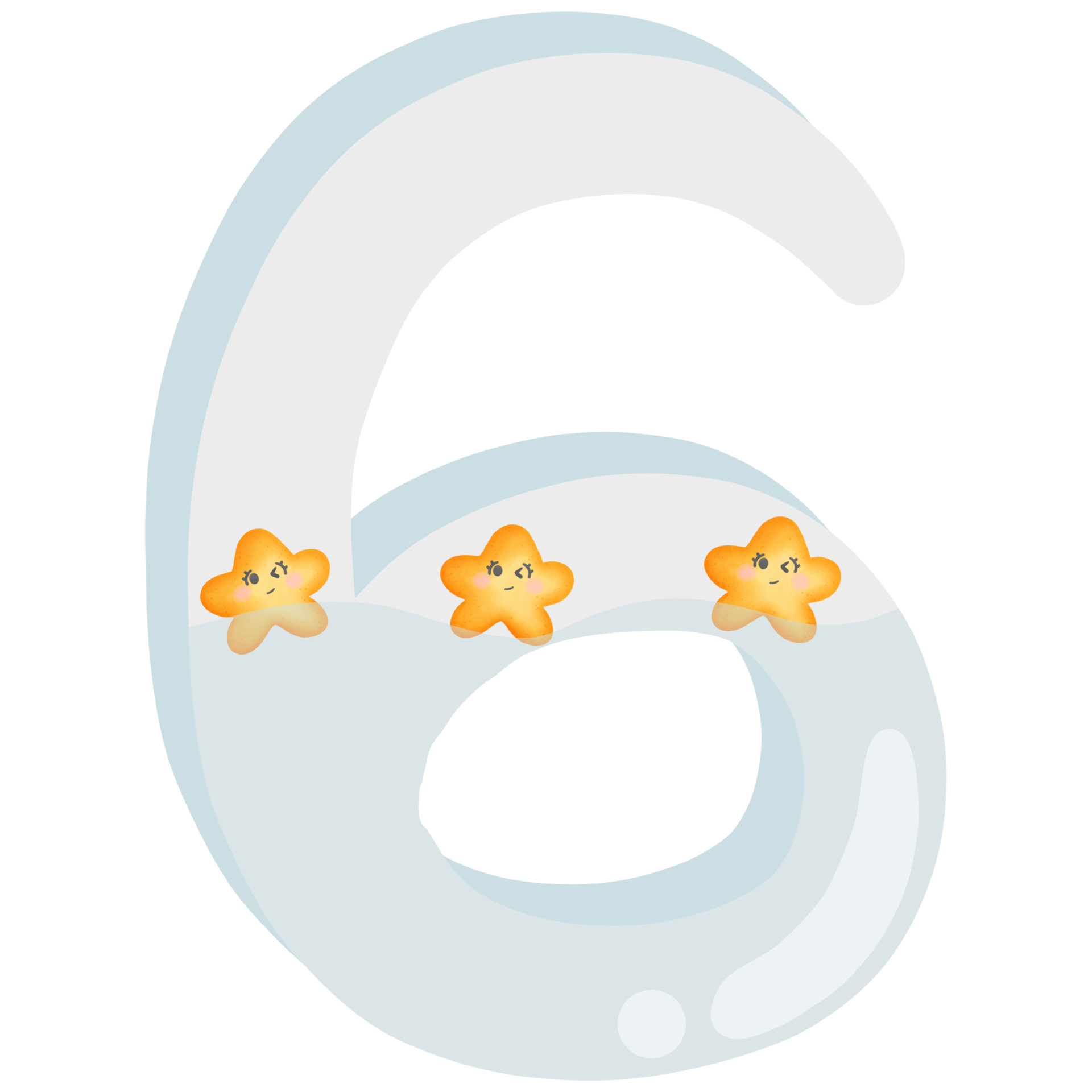 The Number 6 Has A Star Emoticon Floating In The Water Isolated On the-number-6-has-a-star-emoticon-floating-in-the-water-isolated-on