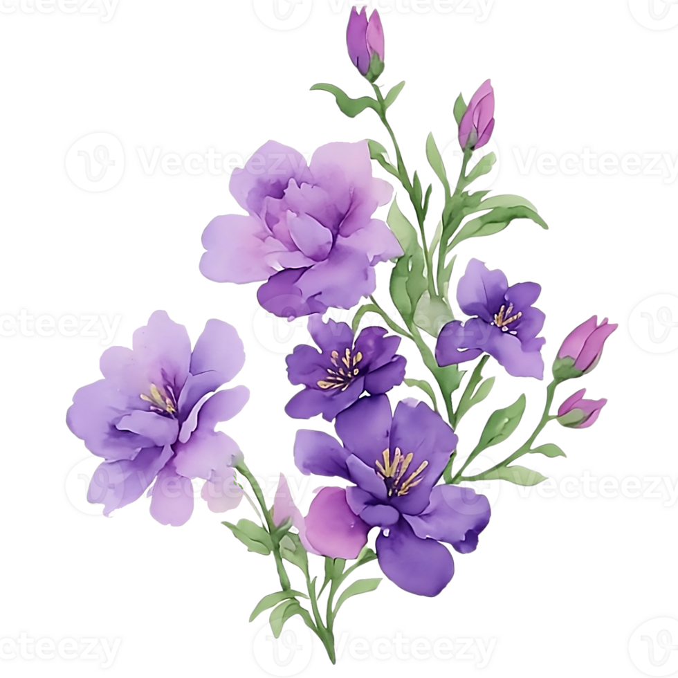 Watercolor Purple Flower Clip Art