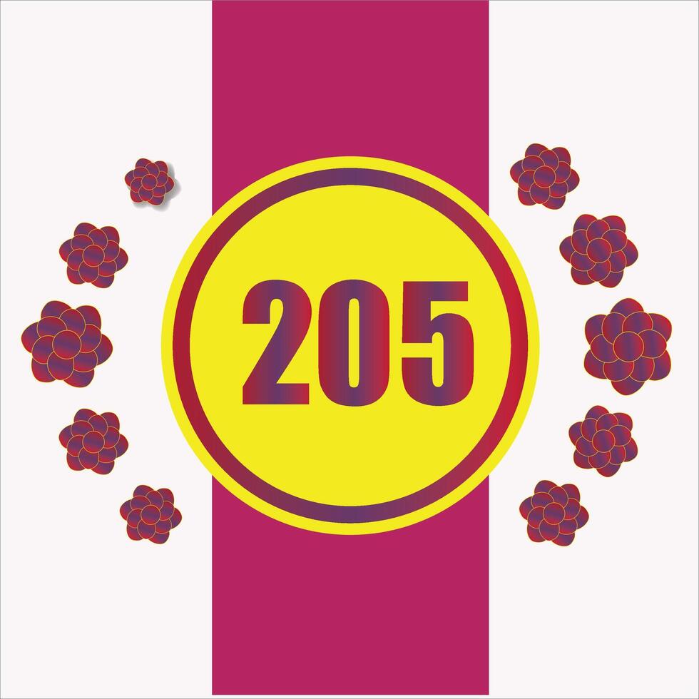 Flower design and number 205 red background color 27132636 Vector Art ...