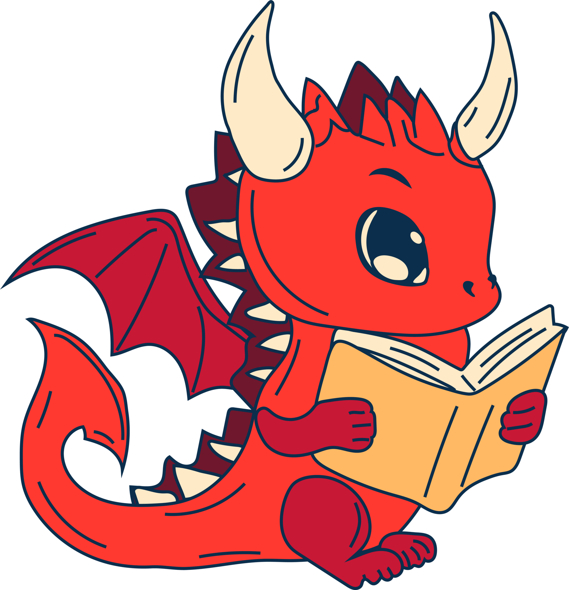Stock Illustration Isolated Emoji Character Cartoon Dragon Dinosaur Reading A Book Sticker