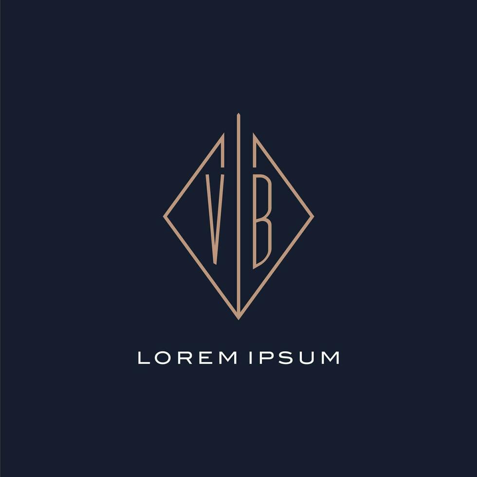 Monogram VB logo with diamond rhombus style, Luxury modern logo design ...