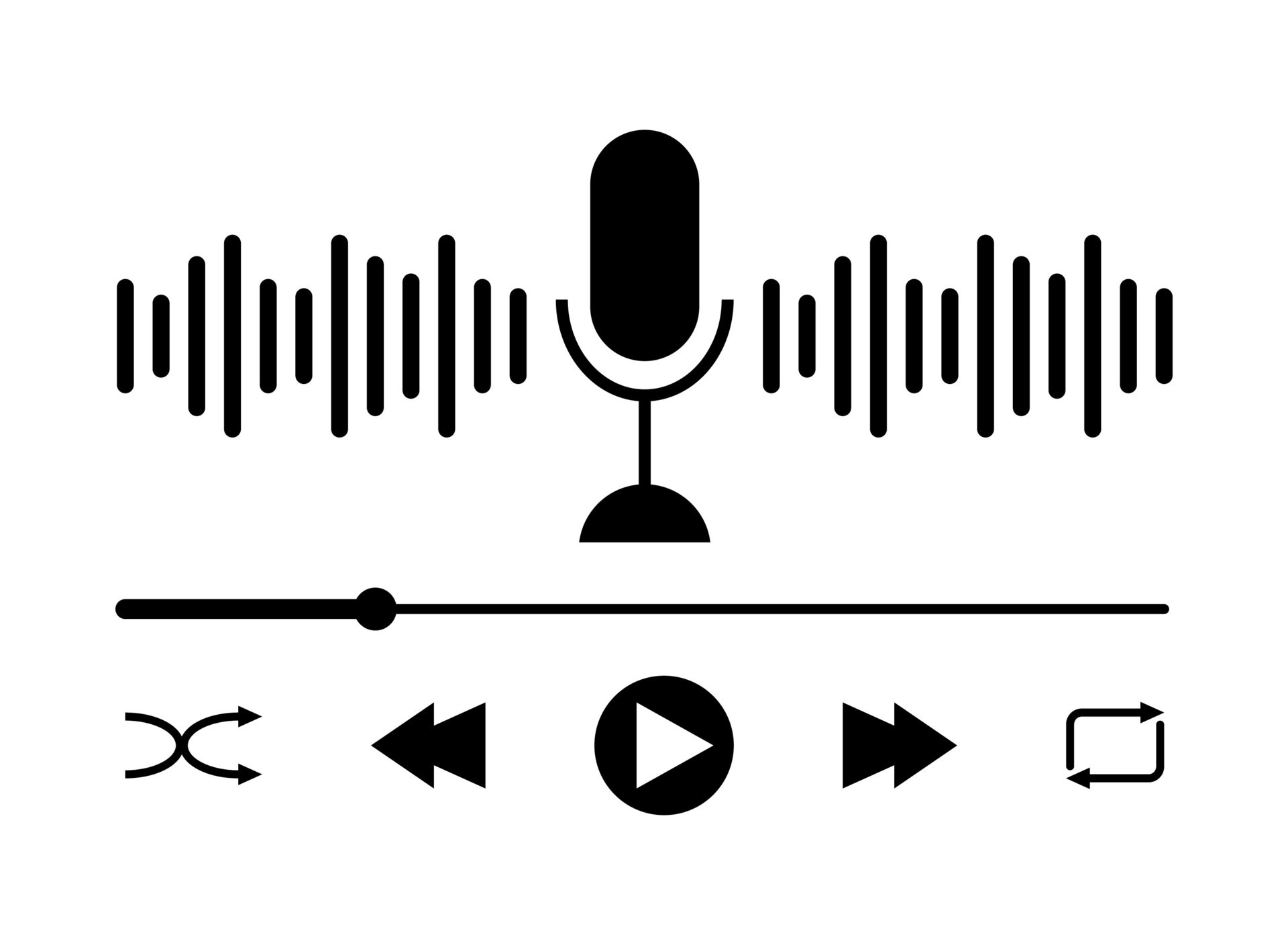 Sound wave icon, podcast player interface, music symbol, sound wave ... Sound wave icon, podcast player interface, music symbol, sound wave ...