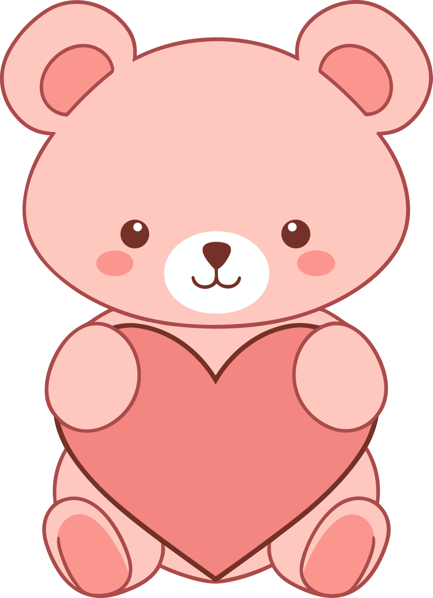 Cartoon Cute Pink Teddy Bear Holding Heart 27141780 Png