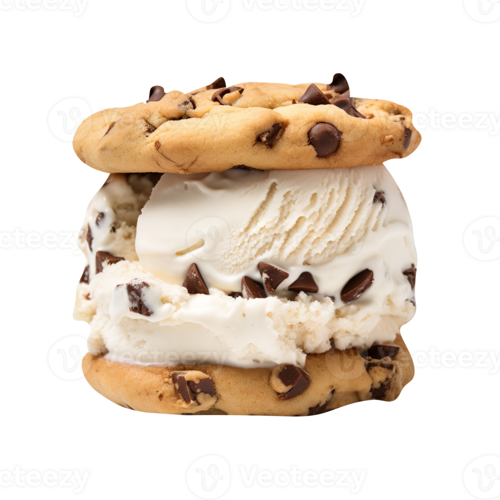 Tasty chocolate chip cookie ice cream sandwich on transparent ... Tasty chocolate chip cookie ice cream sandwich on transparent ...