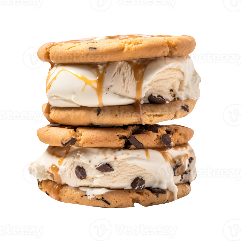 Tasty chocolate chip cookie ice cream sandwich on transparent ... Tasty chocolate chip cookie ice cream sandwich on transparent ...