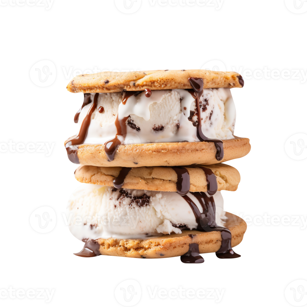 Tasty chocolate chip cookie ice cream sandwich on transparent ... Tasty chocolate chip cookie ice cream sandwich on transparent ...