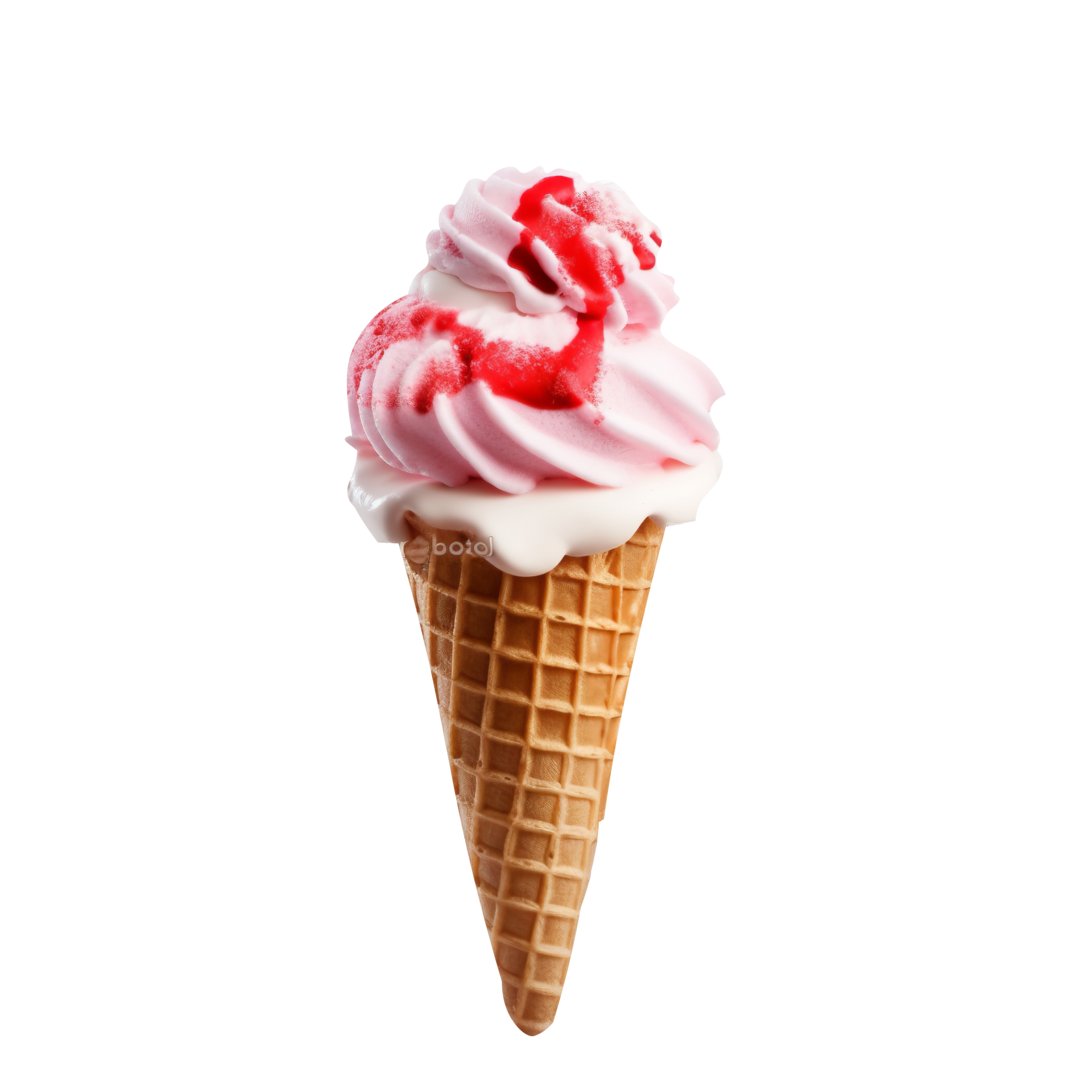 Yummy strawberry ice cream cone isolated on transparent background ... Yummy strawberry ice cream cone isolated on transparent background ...