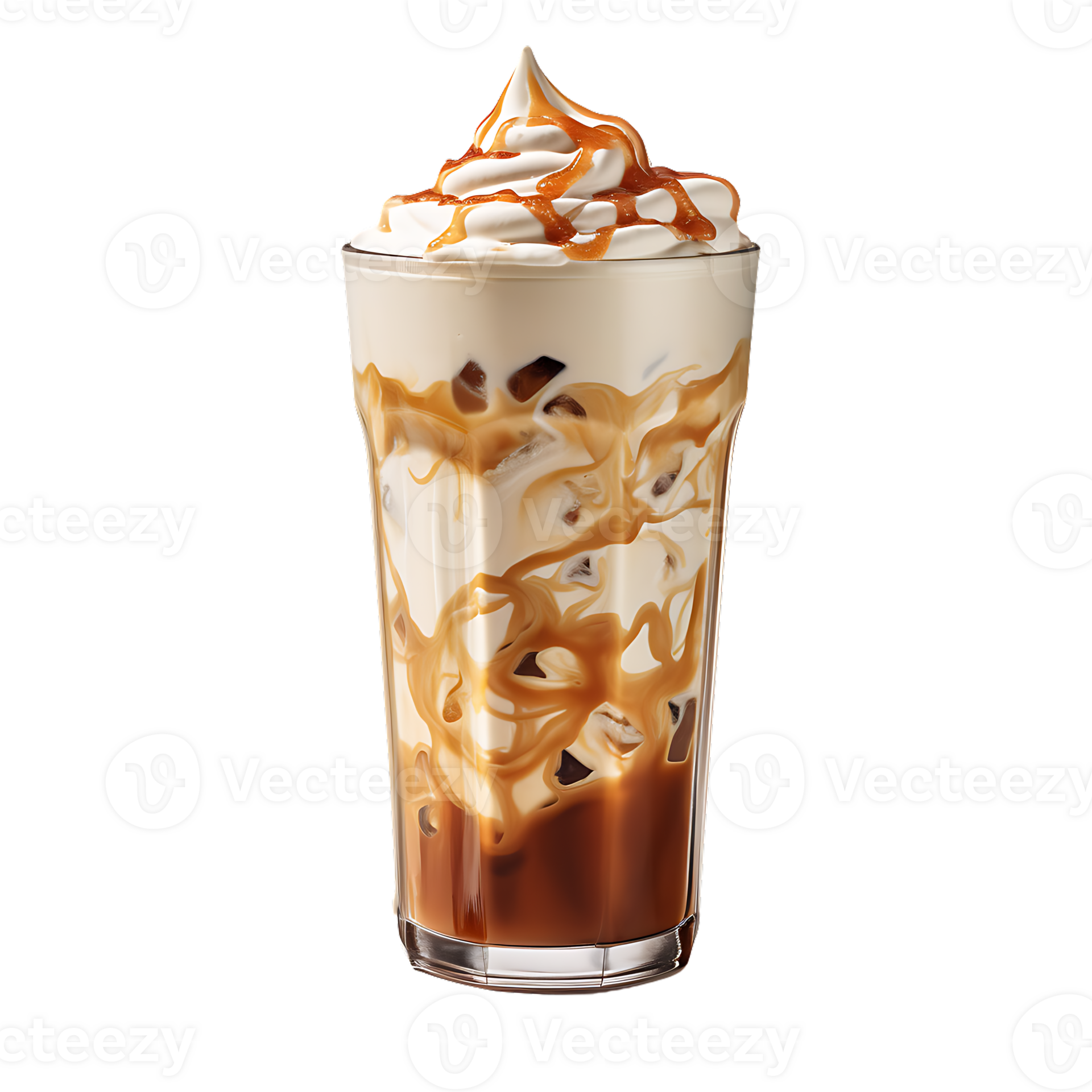 Iced caramel latte topped with whipped cream and caramel sauce. perfect ... Iced caramel latte topped with whipped cream and caramel sauce. perfect ...