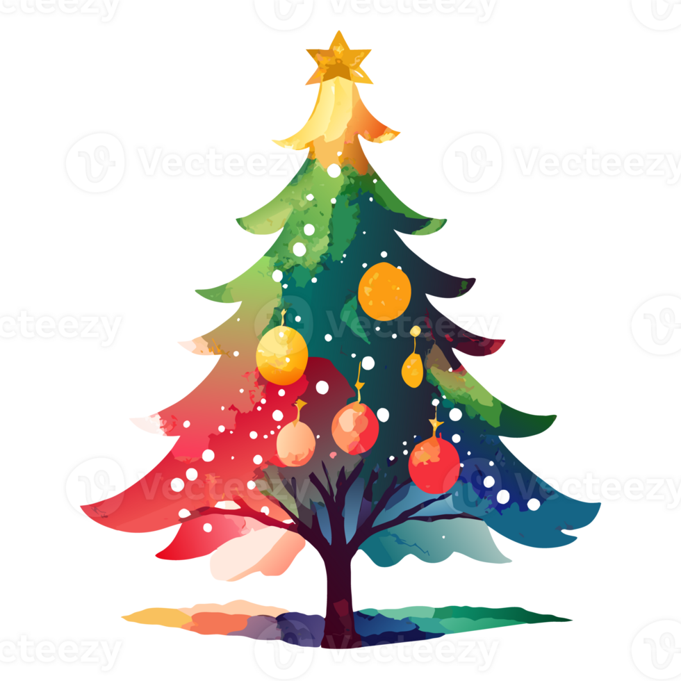 watercolor hand drawn colorful christmas tree. 27146622 PNG