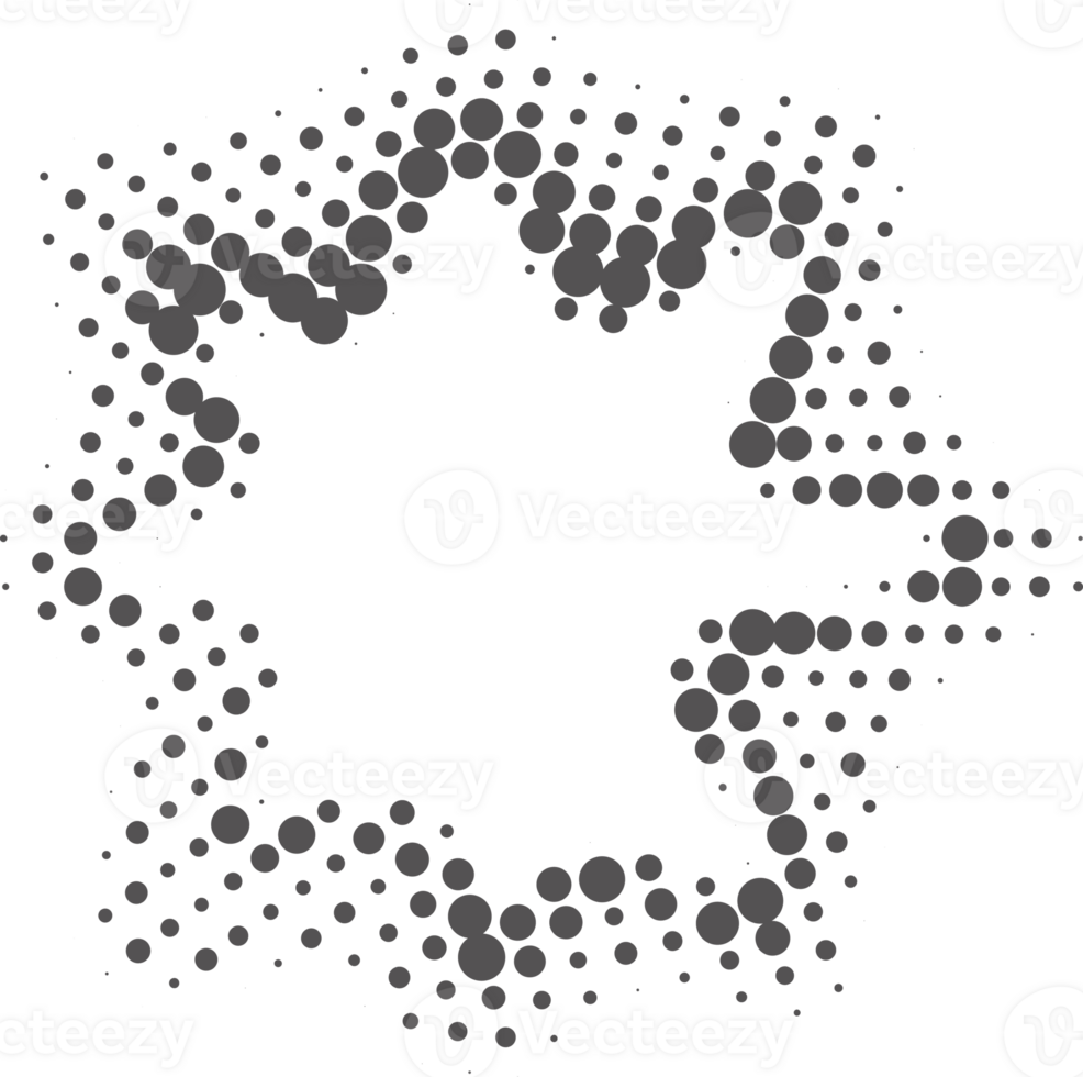 Dotted circle pattern. Abstract halftone round. Frame with random gradient gradation. Grunge ...
