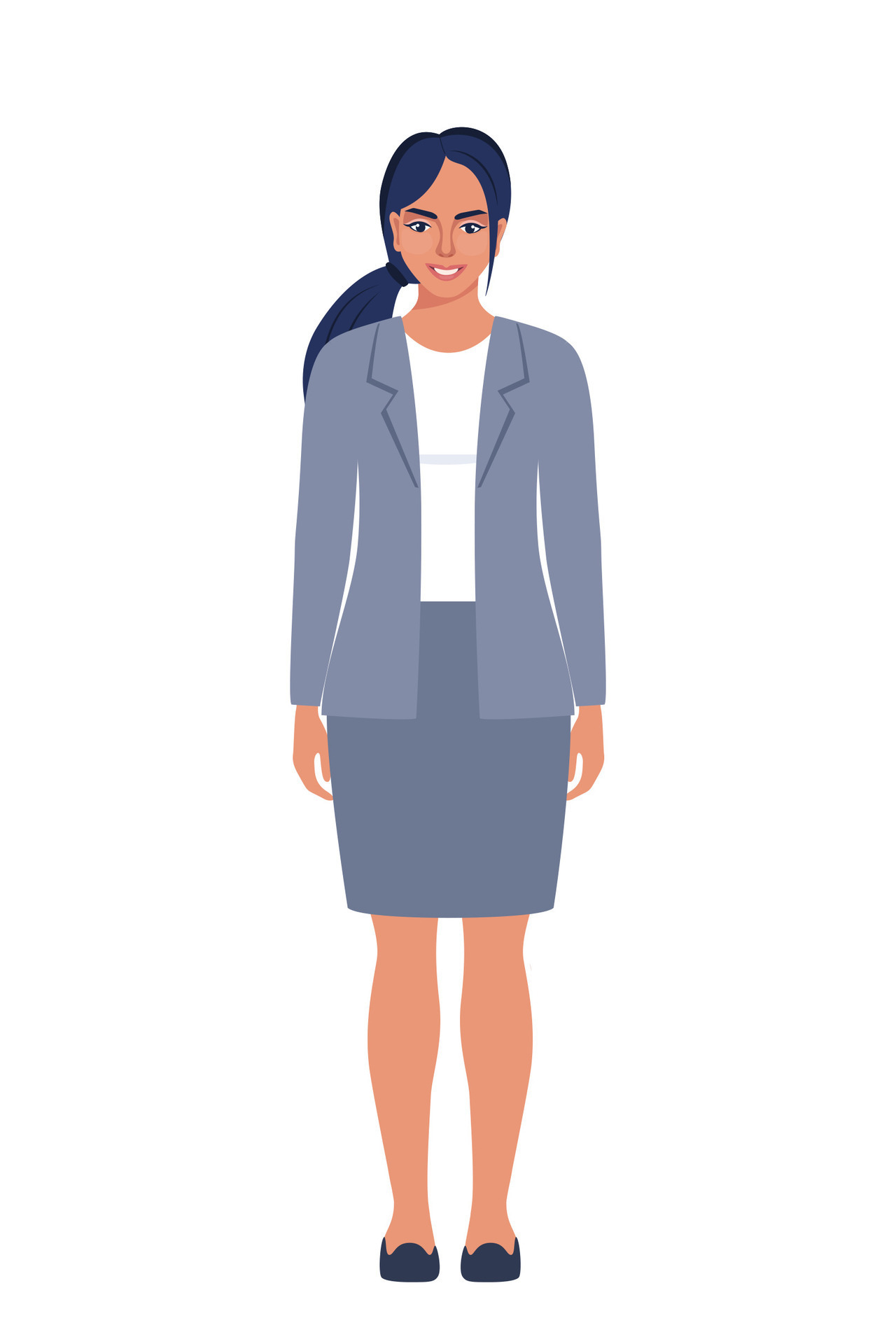 Elegant young woman in business suit. Flat sytle illustration of a ...