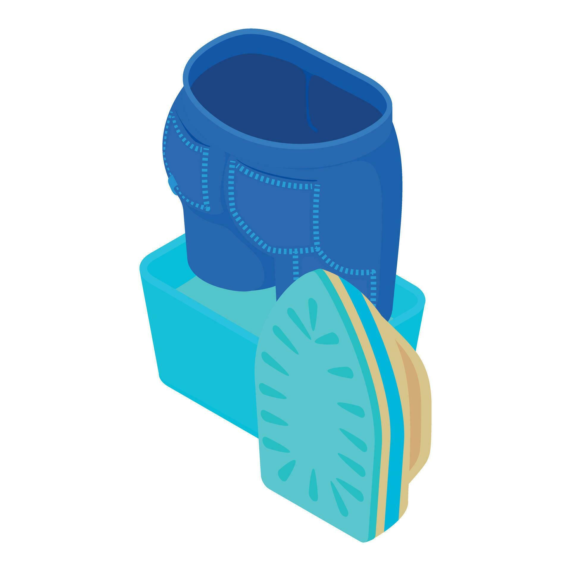 Ironing Service Icon Isometric Vector Blue Clean Jeans And Modern