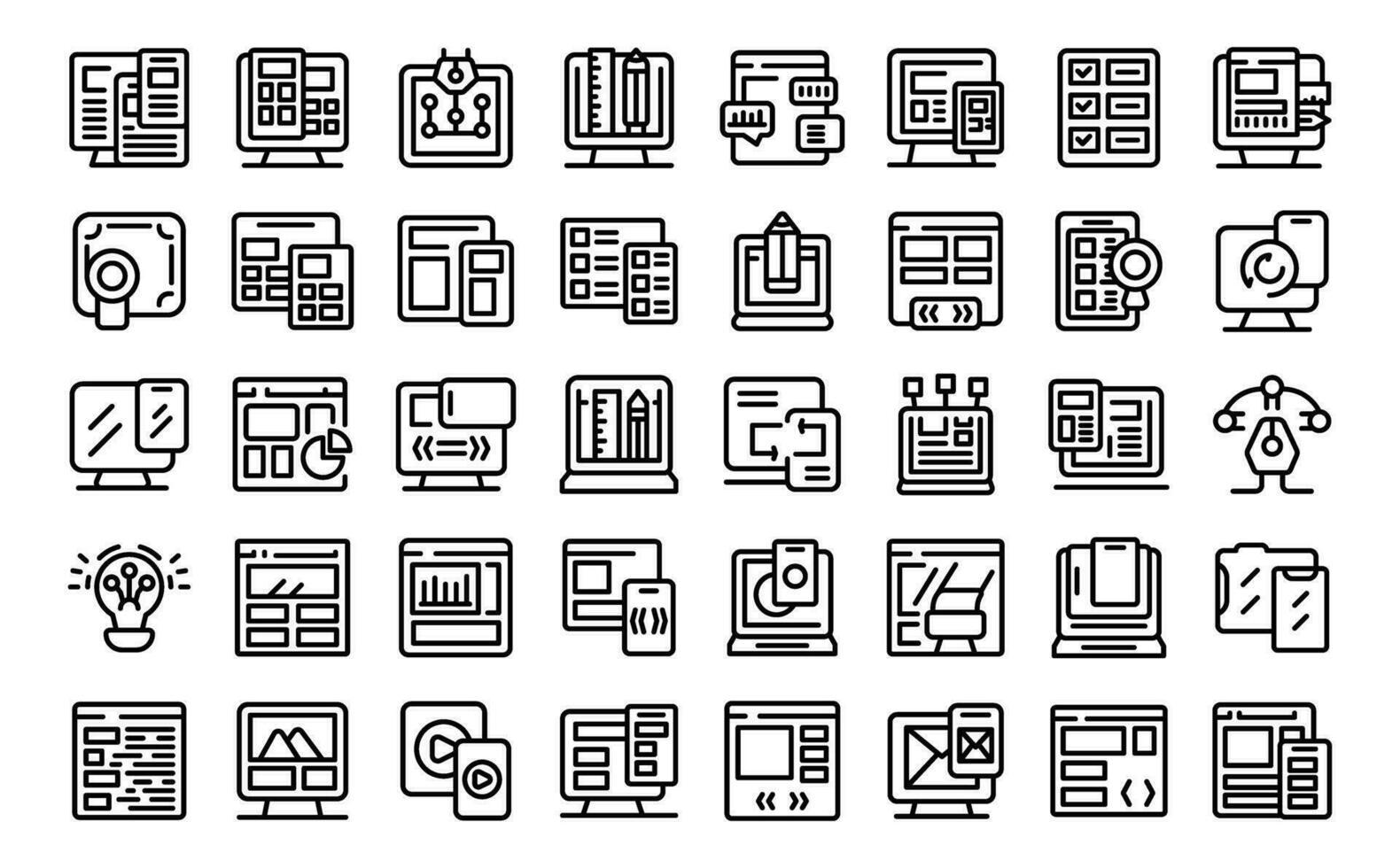 Responsive web design icons set outline vector. Digital content ...