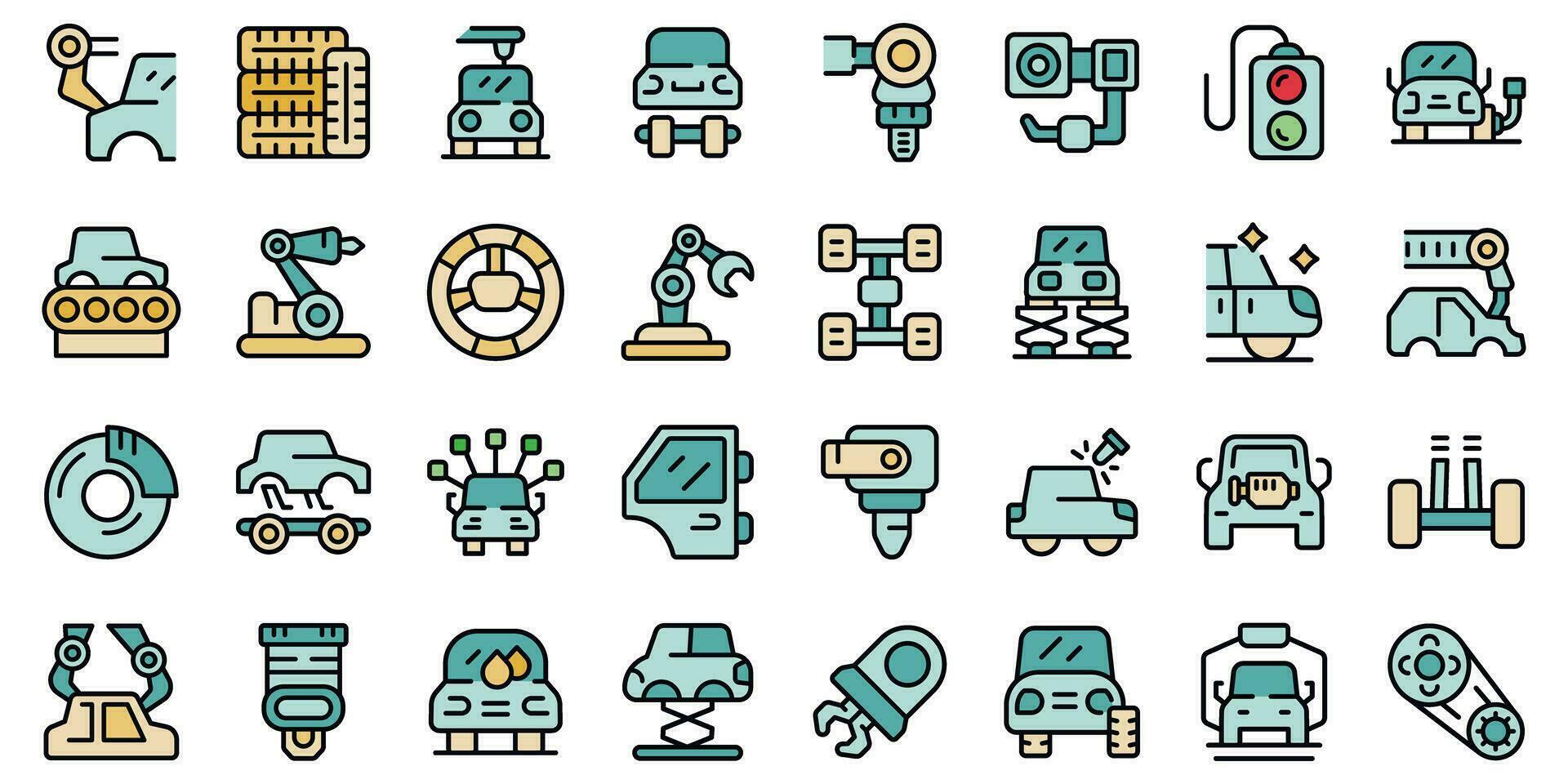 Auto assembly icons set vector flat 27151397 Vector Art at Vecteezy