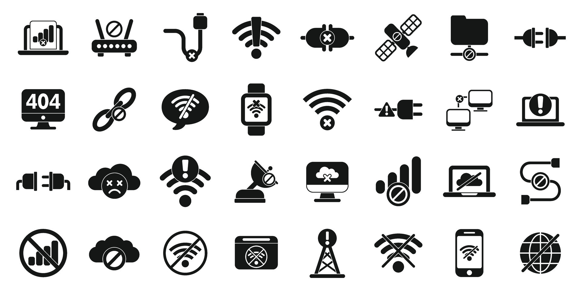 Lost Connection Icons Set Simple Vector Antenna Signal 27151666 Vector