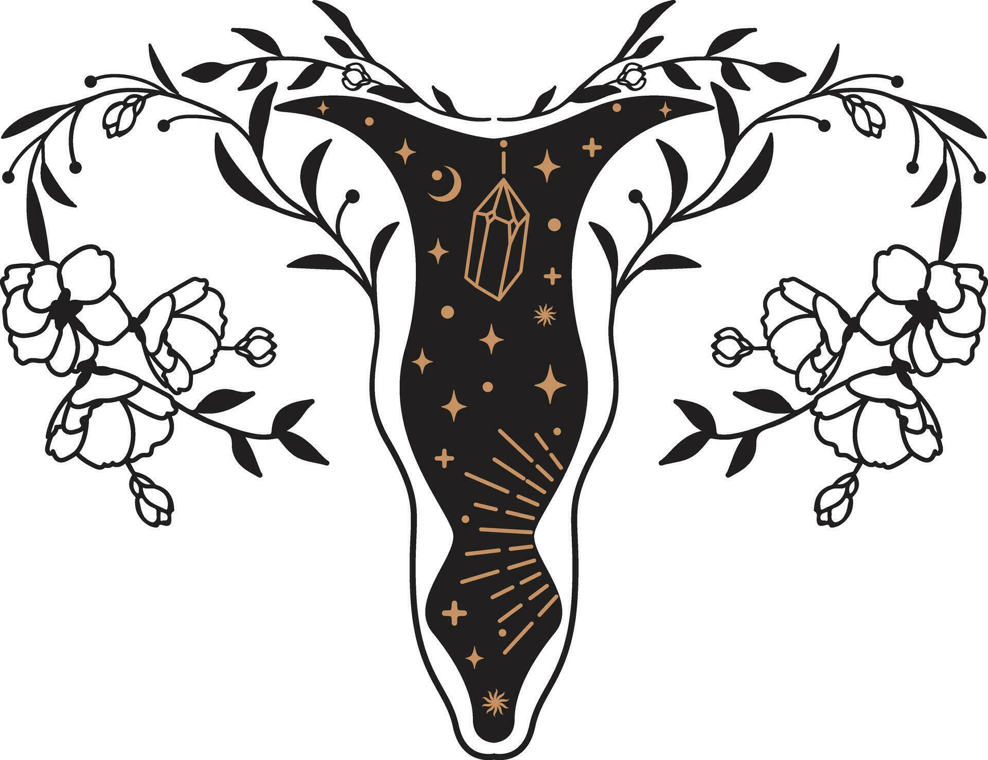 Organ Of The Uterus With Flowers Feminism Concept Beautiful Female Reproductive Organ Flowers