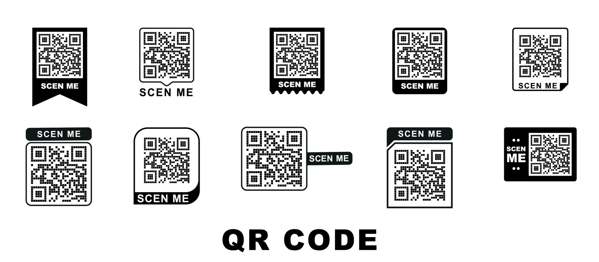Qr code frame vector set. Scan me phone tag. Qr code mock up, mockup ... Qr code frame vector set. Scan me phone tag. Qr code mock up, mockup ...