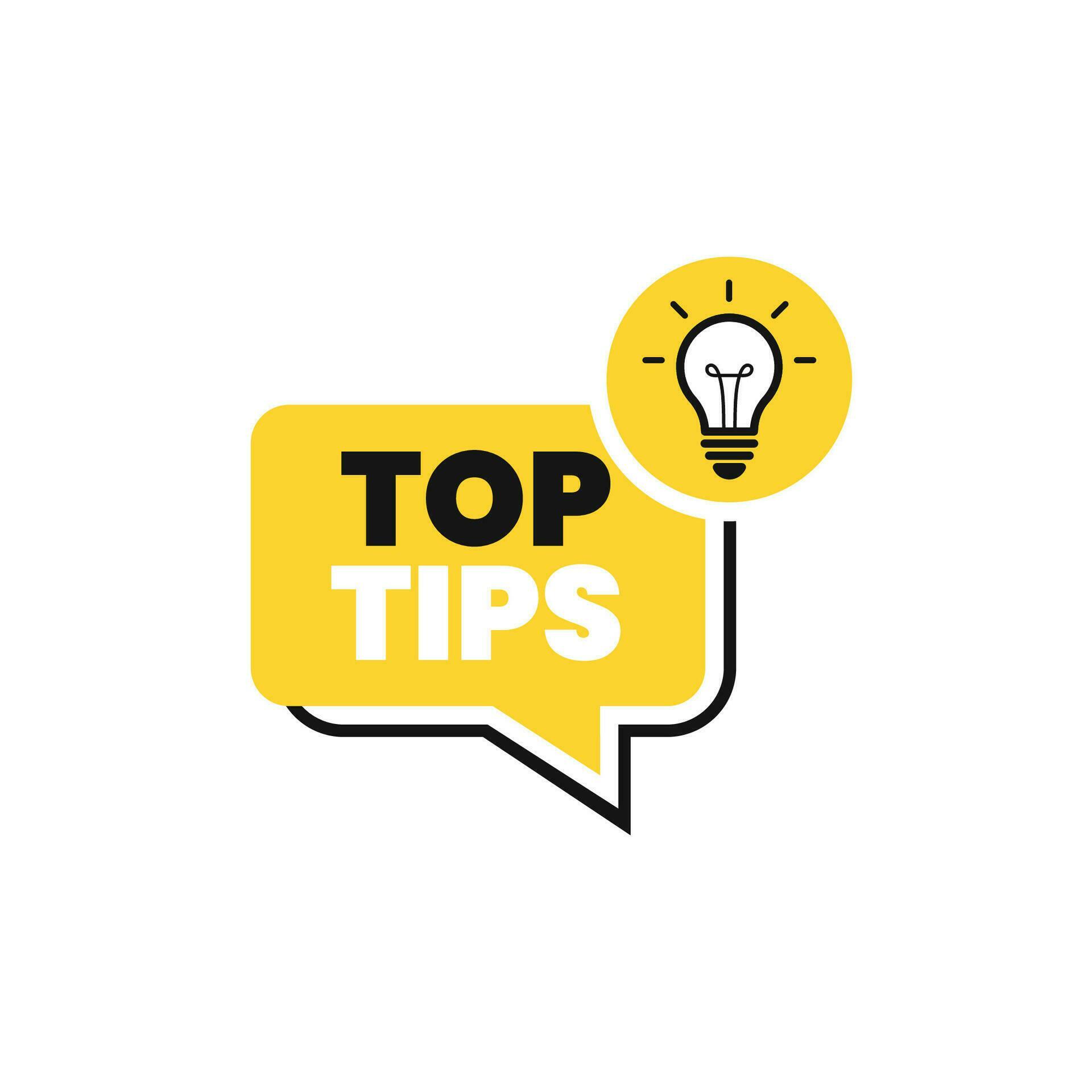 Top tips geometric message bubble with light bulb emblem. Vector illustration. 27152738 Vector ...