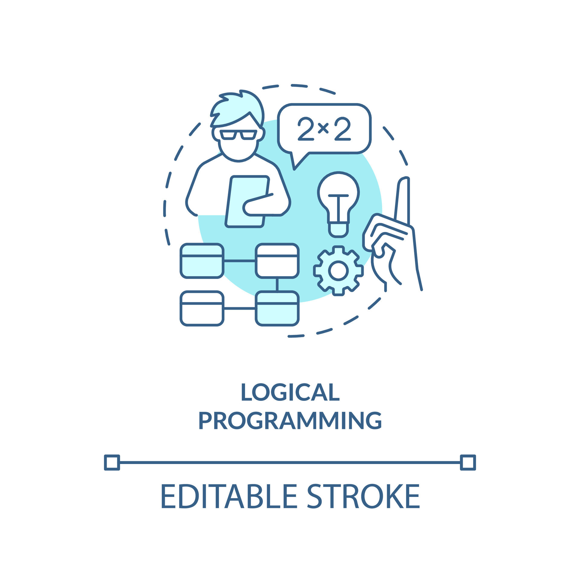 Lógico Programación Turquesa Concepto Icono Codificación Paradigma Tipo Resumen Idea Delgado
