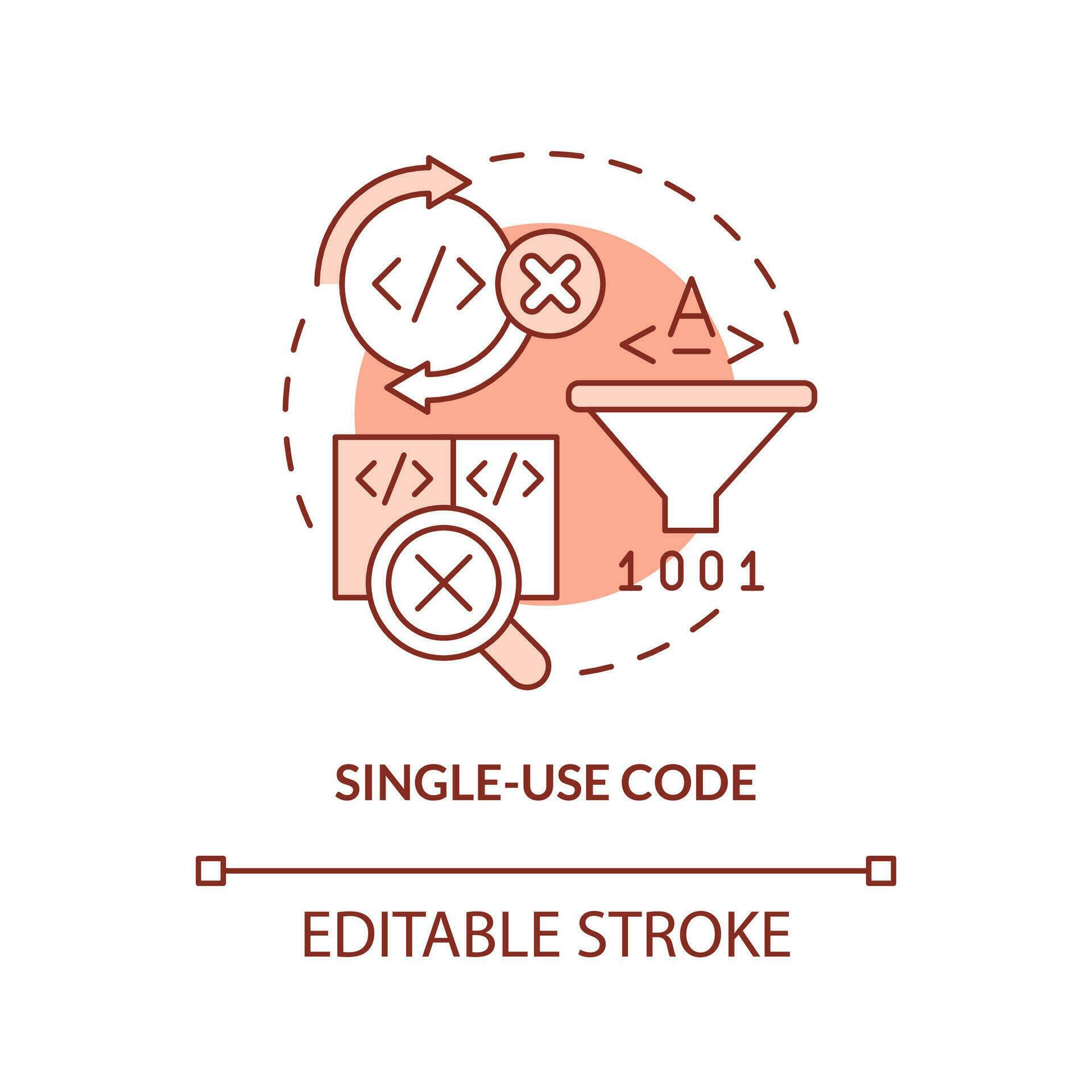 Single-use code terracotta concept icon. Procedural programming disadvantage abstract idea thin ...