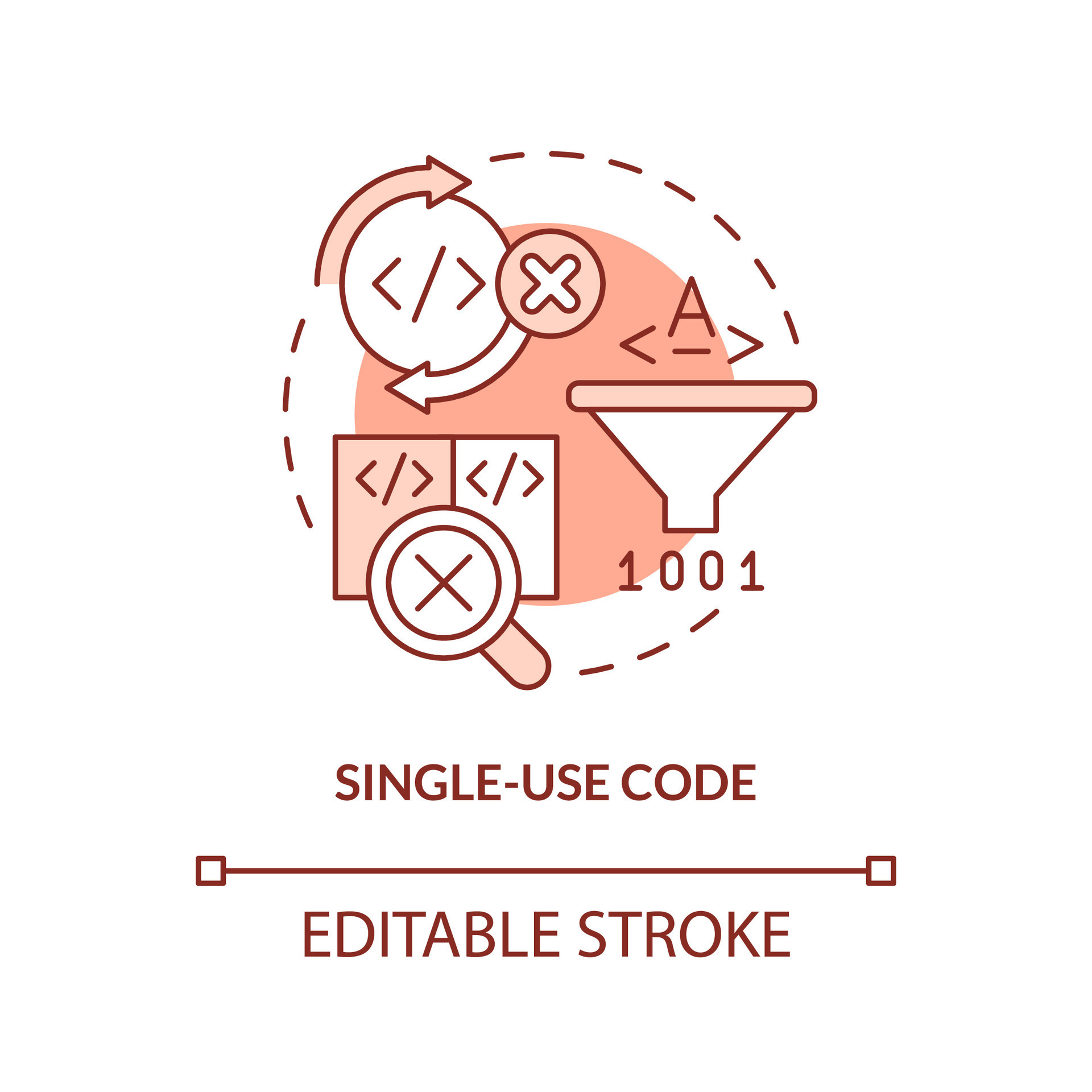 Single-use code terracotta concept icon. Procedural programming ...