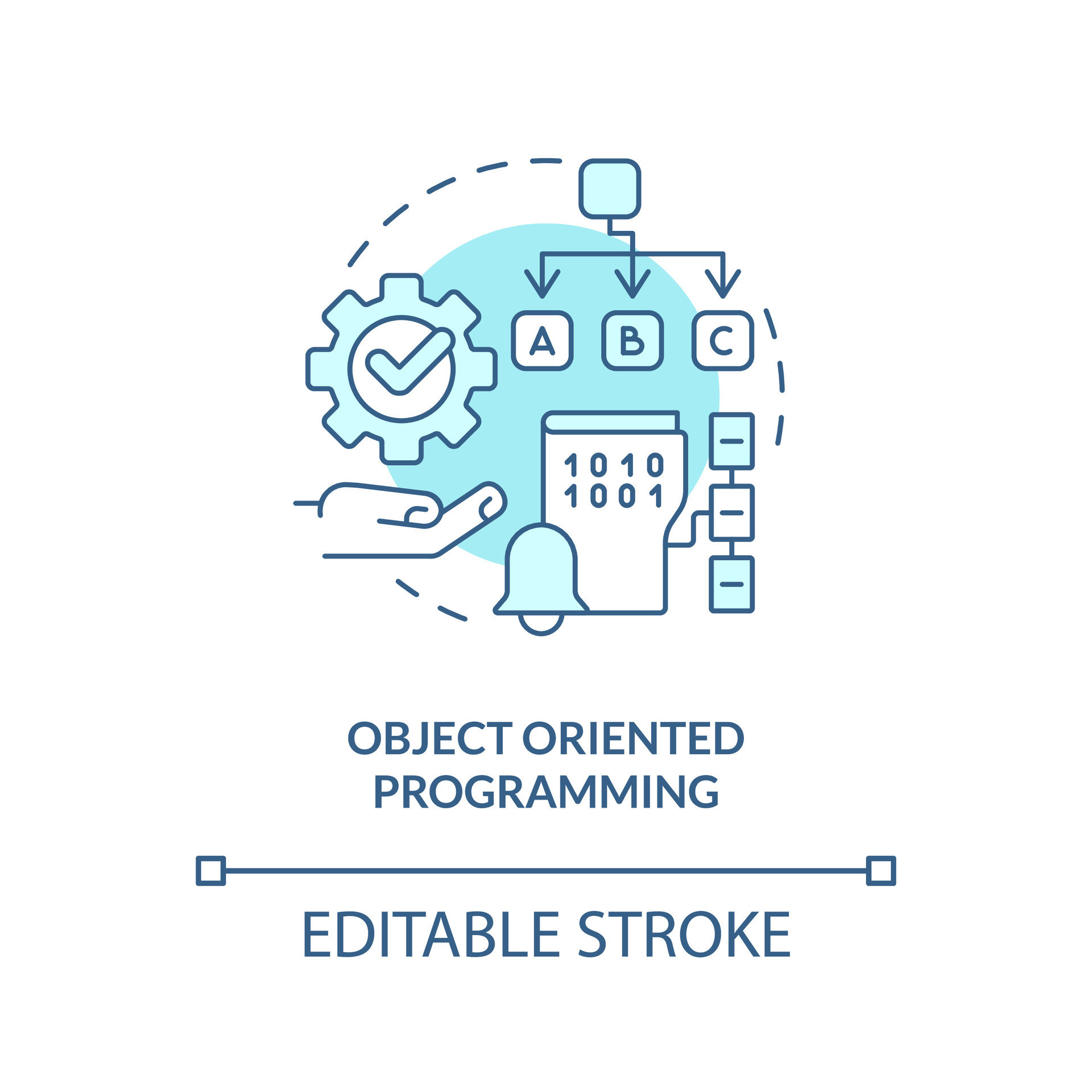 Object oriented programming turquoise concept icon. Coding paradigm ... Object oriented programming turquoise concept icon. Coding paradigm ...