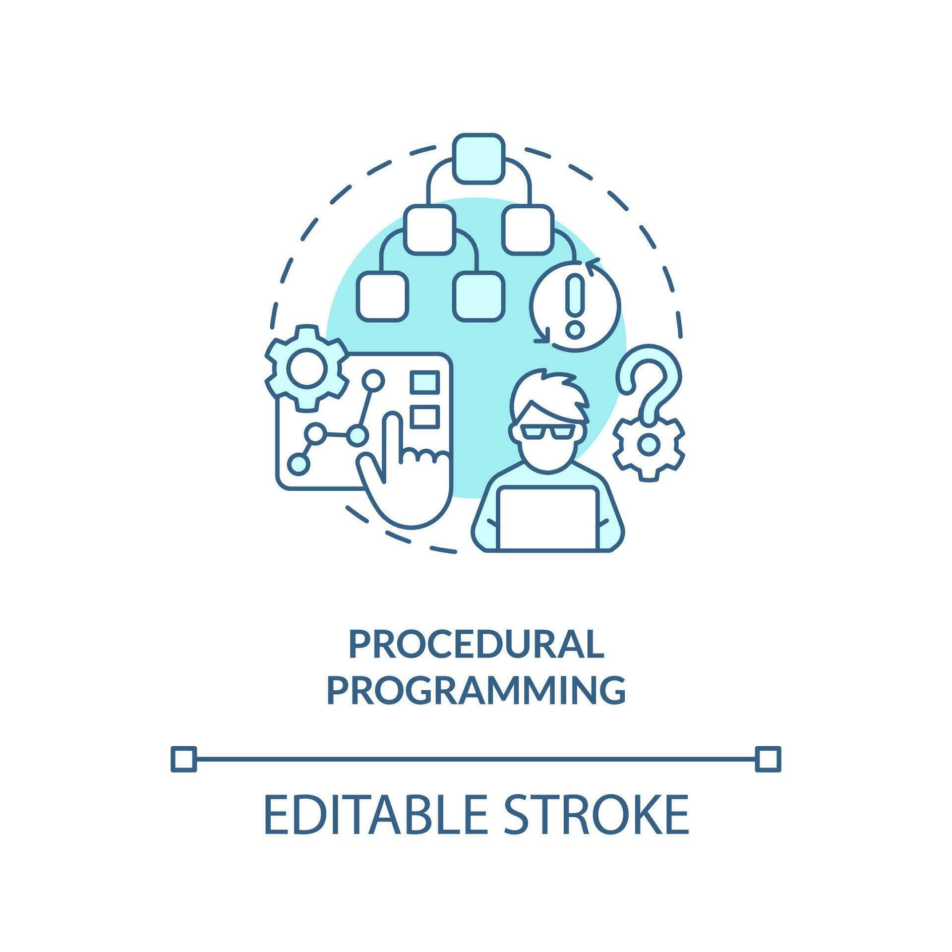 Procedural programming turquoise concept icon. Coding paradigm abstract ... Procedural programming turquoise concept icon. Coding paradigm abstract ...