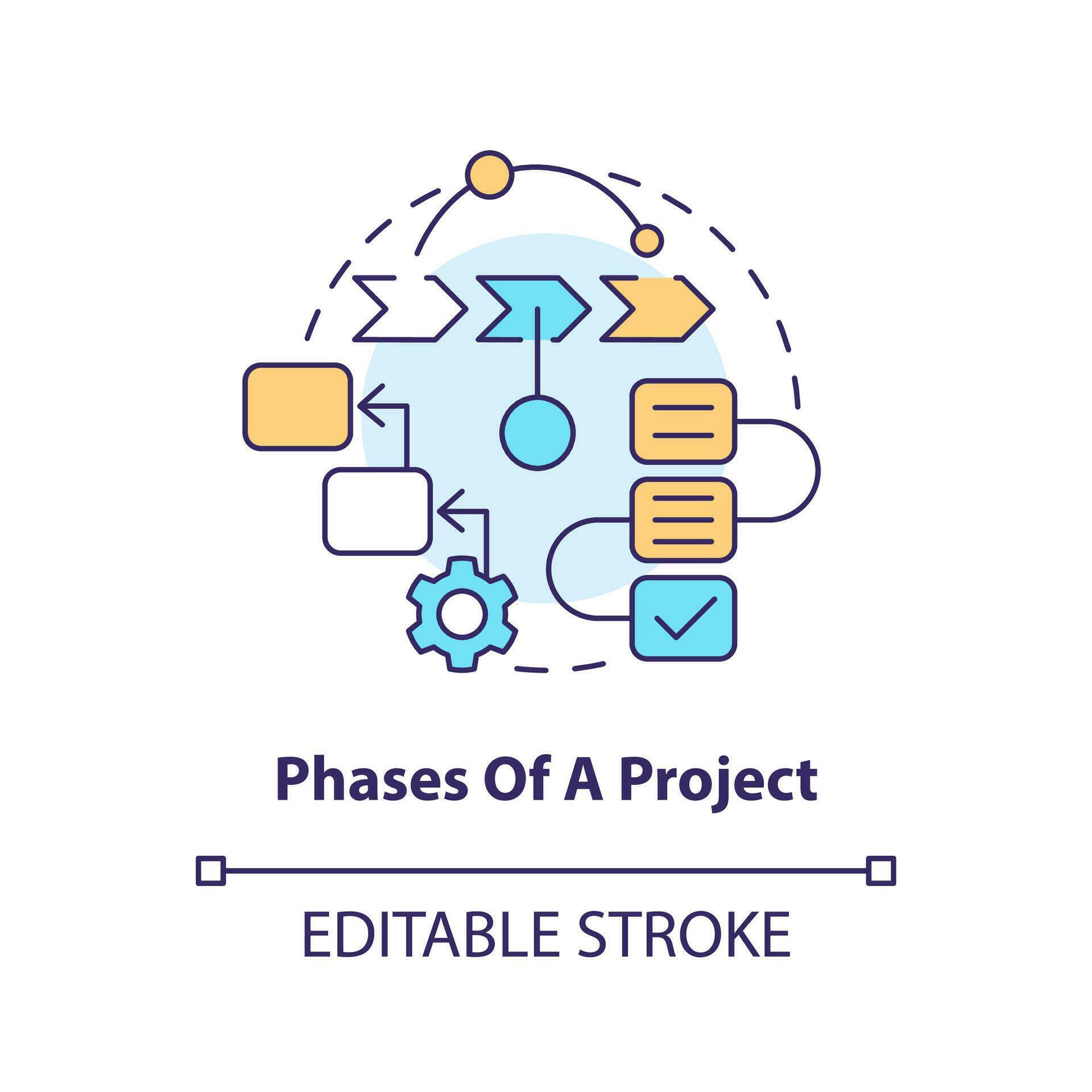 Phases of project concept icon. Create structure. Business plan ...