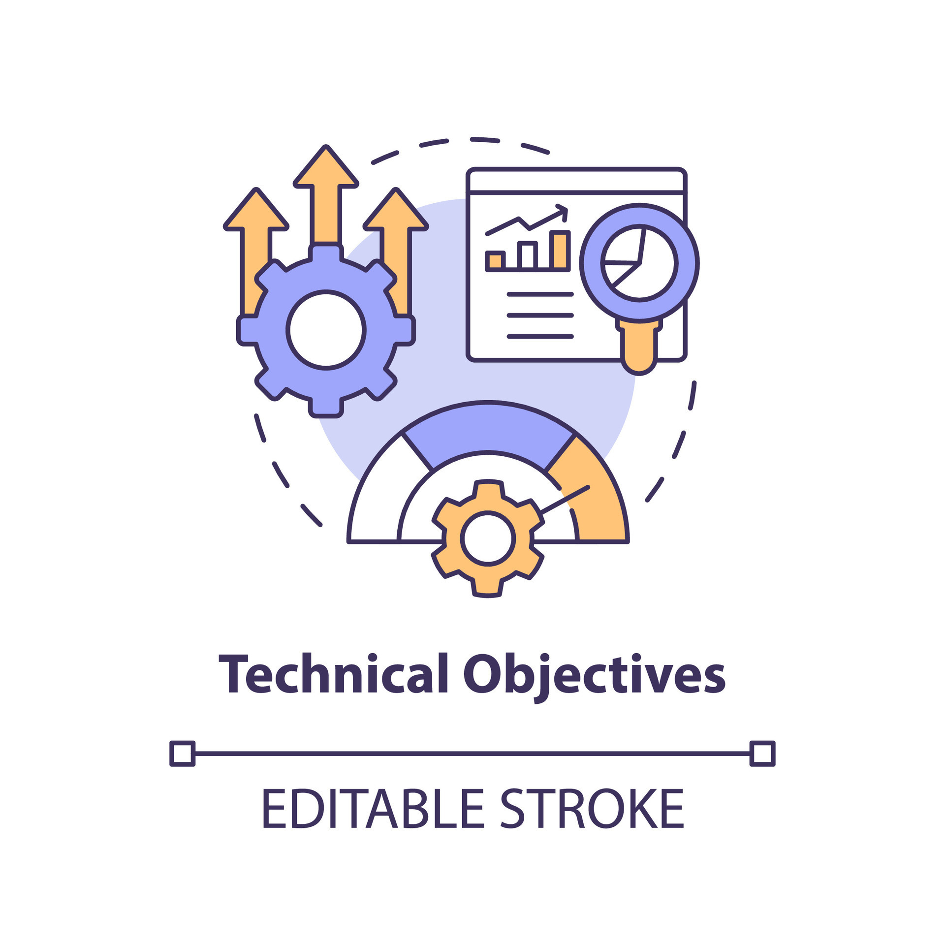 Technical objectives concept icon. Setup equipment. Project management ...