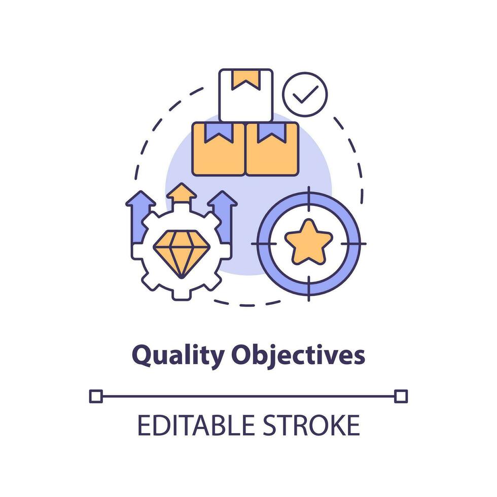 Quality objectives concept icon. Products improving. Project management target abstract idea ...